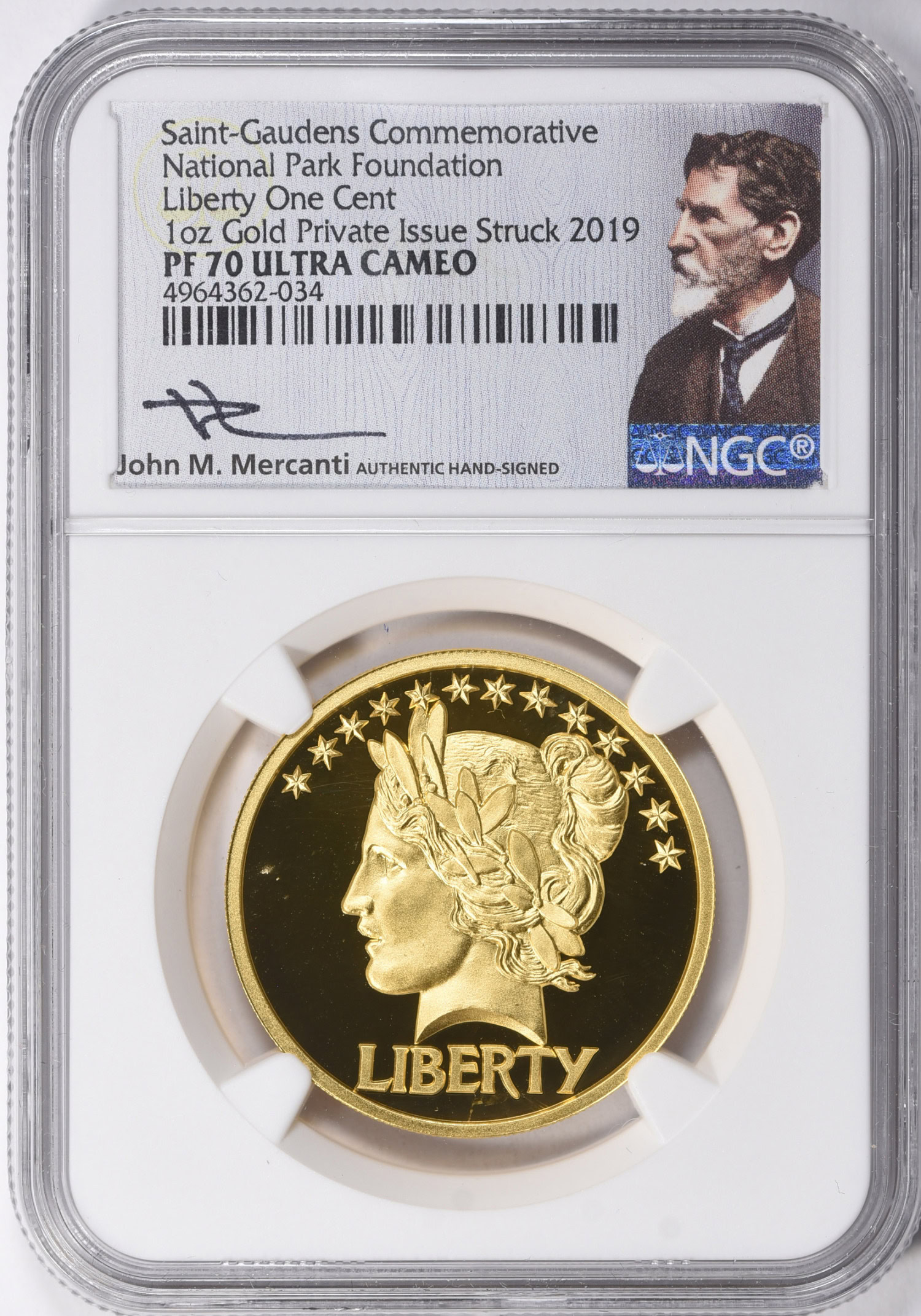 Saint-Gaudens Commemorative National Park Foundation Liberty One Cent ...