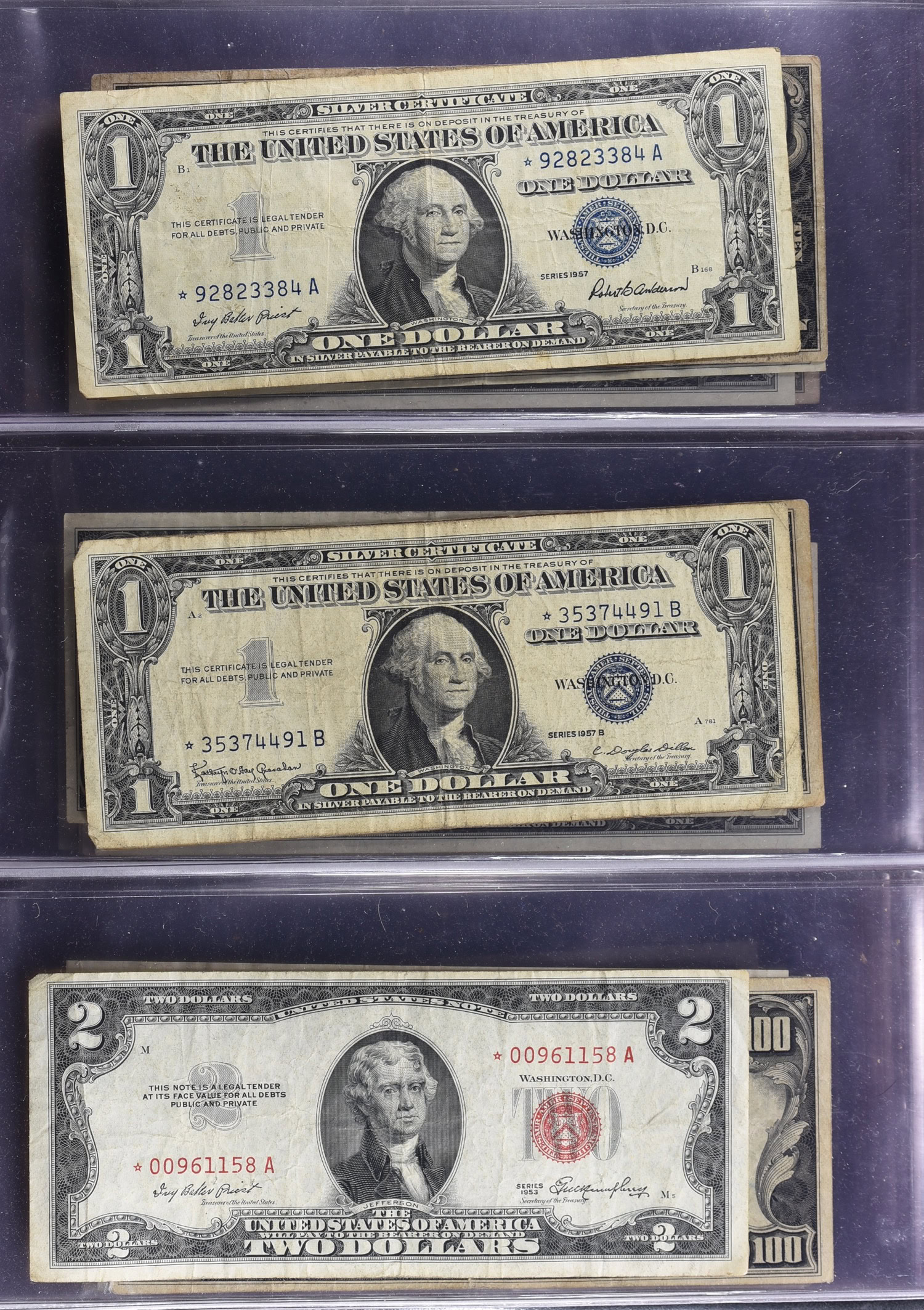 20th Century U.S. Currency Small Size Note Selection Uncertified in ...