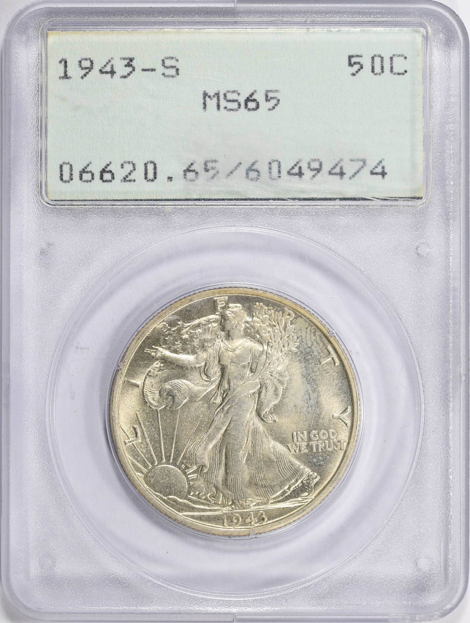 1943-S Walking Liberty Half Dollar PCGS MS-65 OGH (1st Gen) (Item 1394801) | GreatCollections ...