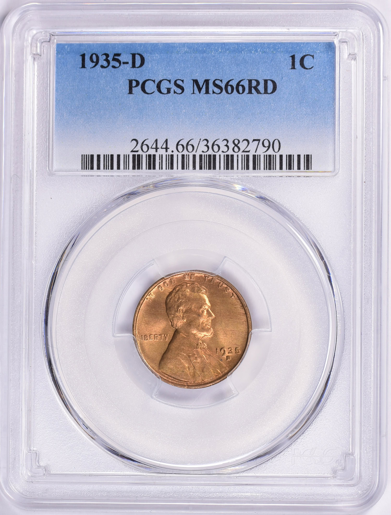 1935-D Lincoln Cent PCGS MS-66 RD (Item 1396481) | GreatCollections Coin Auctions