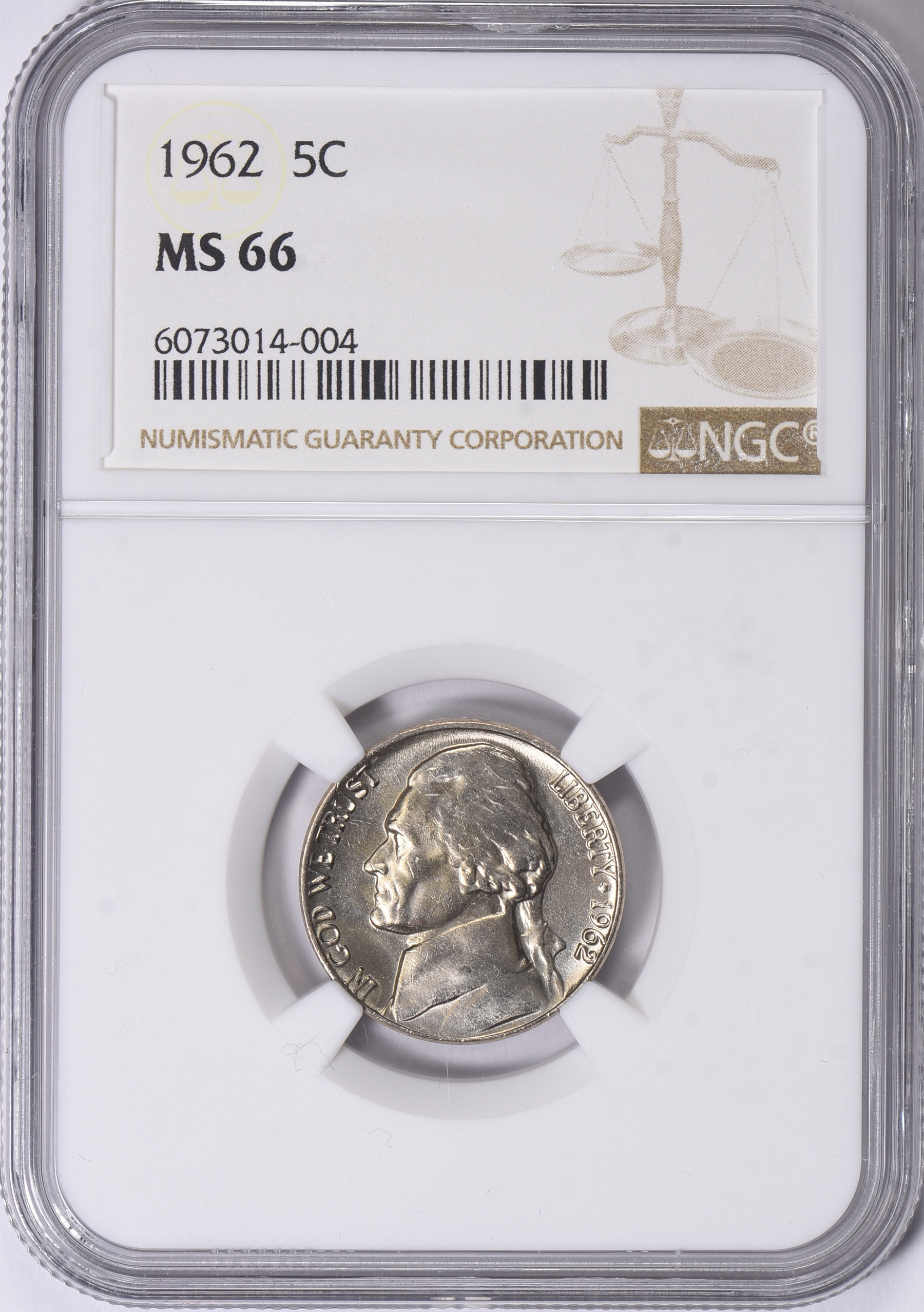 1962 Jefferson Nickel NGC MS-66 (Item 1397502) | GreatCollections Coin ...