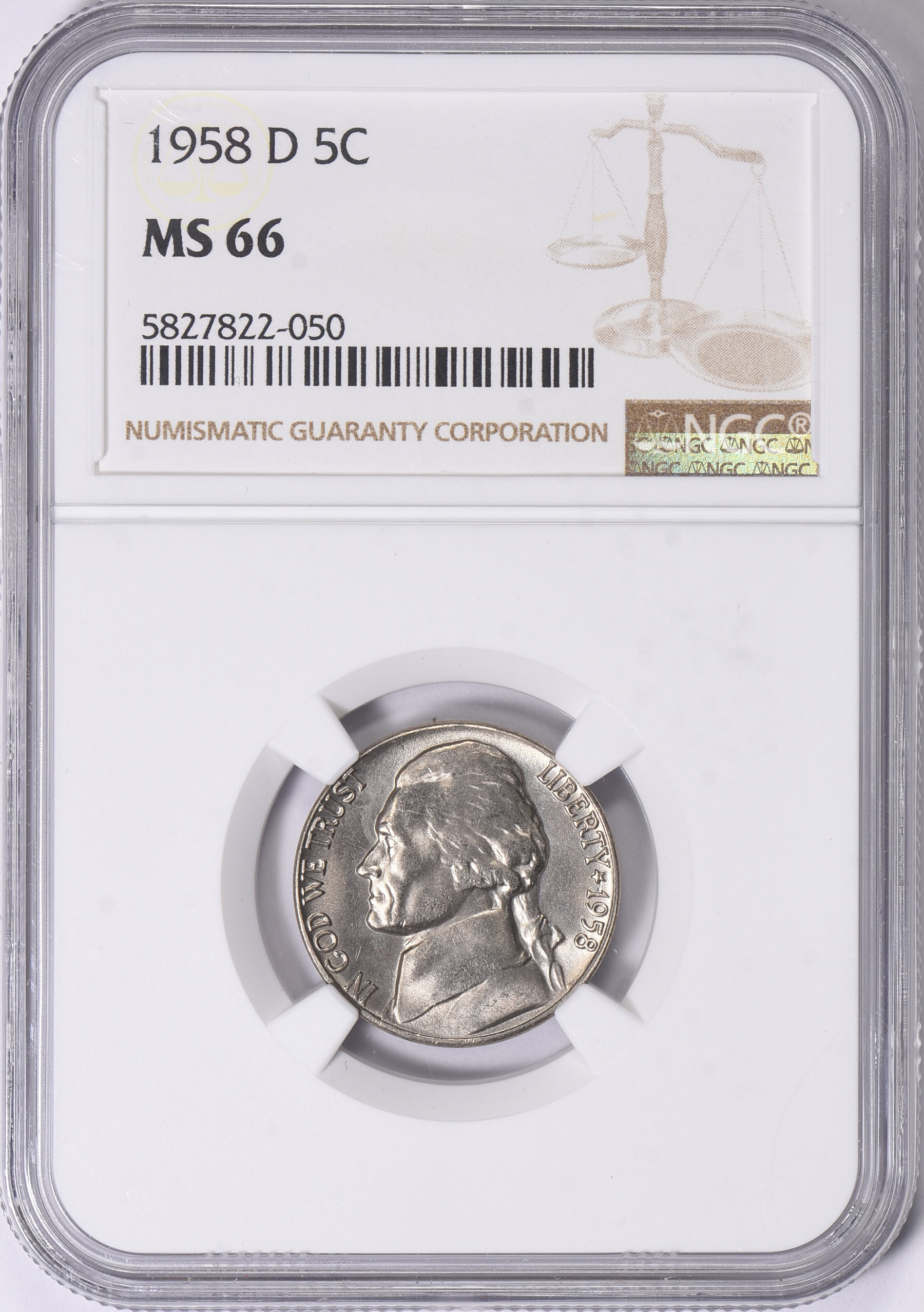 1958-D Jefferson Nickel NGC MS-66 (Item 1397505) | GreatCollections ...