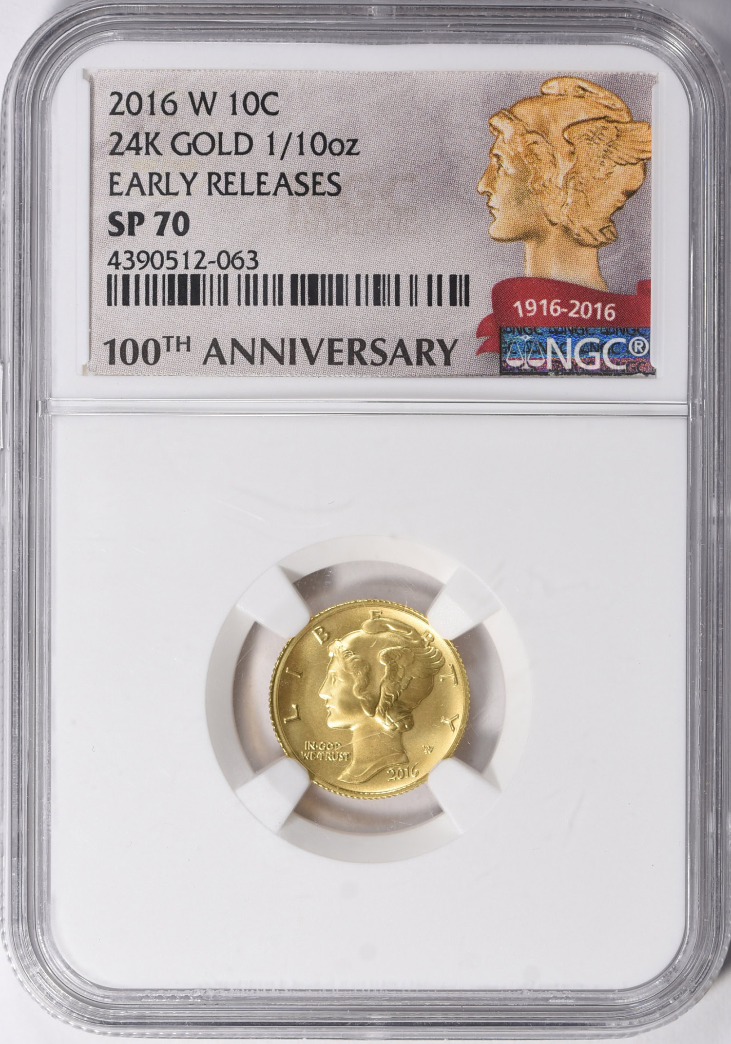 2016-W Gold Mercury Dime 100th Anniversary. Early Releases NGC SP-70 ...