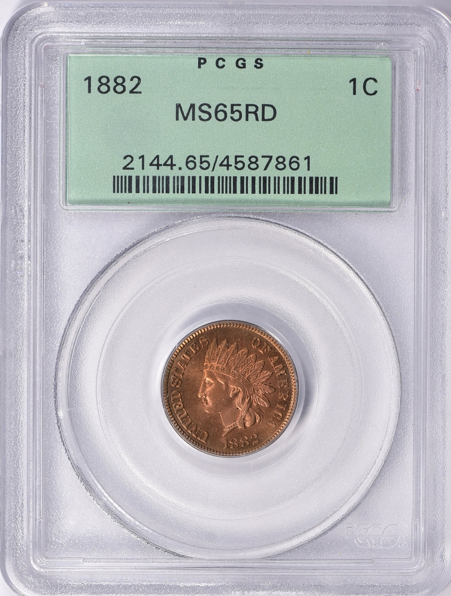 1882 Indian Cent PCGS MS-65 RD OGH (Item 1400592) | GreatCollections Coin Auctions