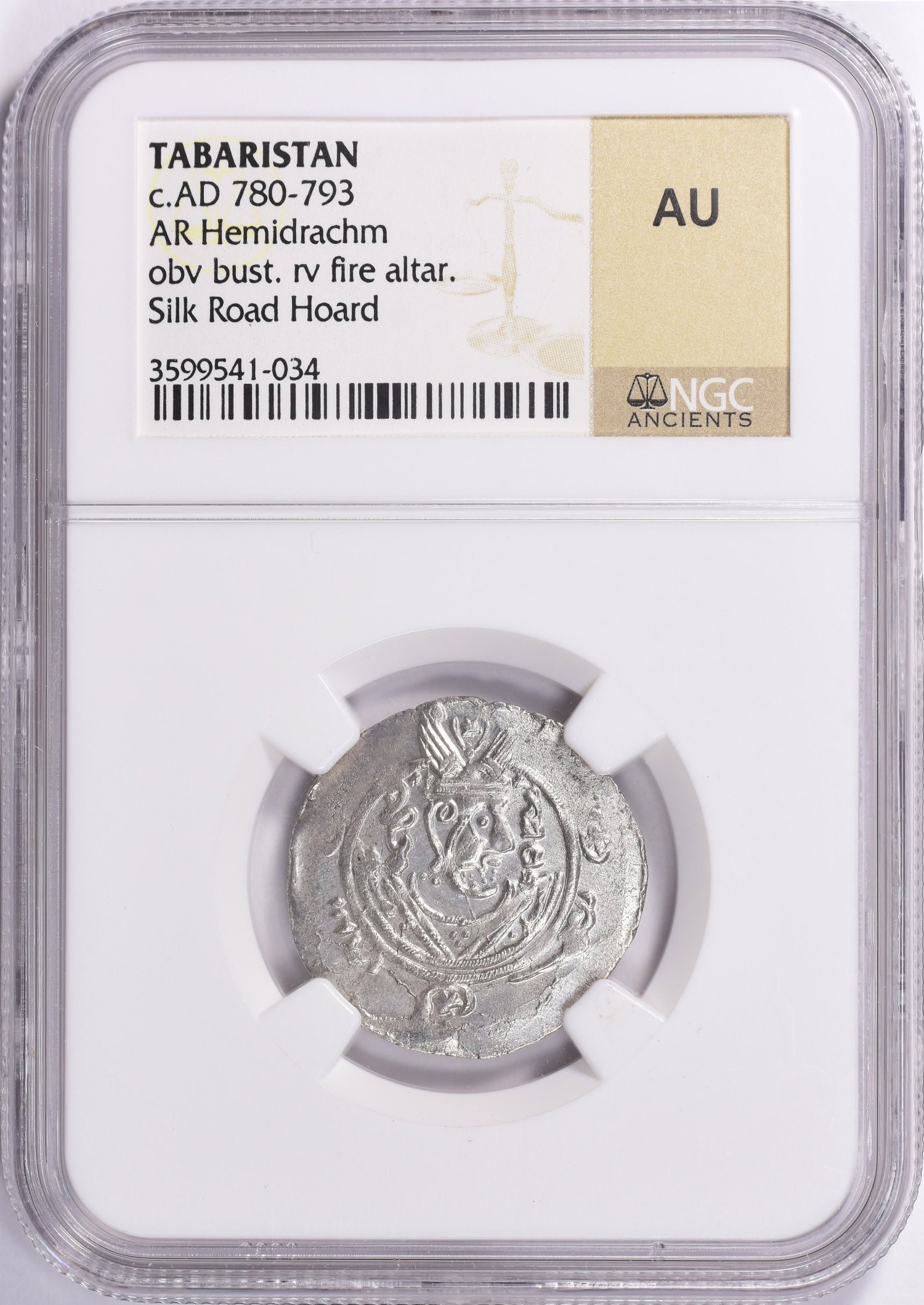 Ancient Tabaristan c.A.D. 780-793 AR Hemidrachm NGC AU (Ex: Silk Road ...