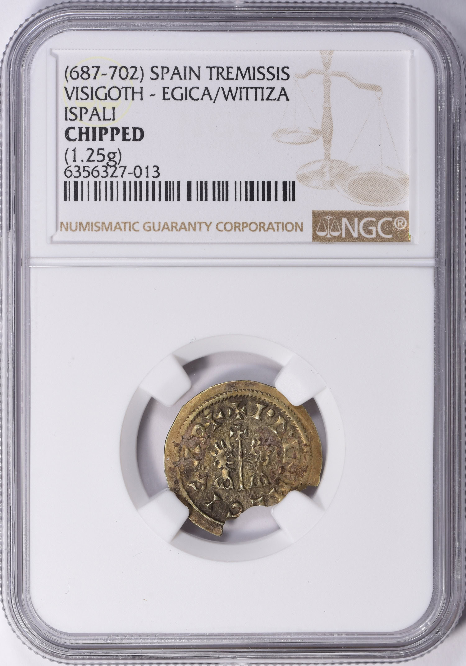 Ancient Spain, Visigoths. Egica and Wittiza (A.D. 687-702) AV Tremissis ...
