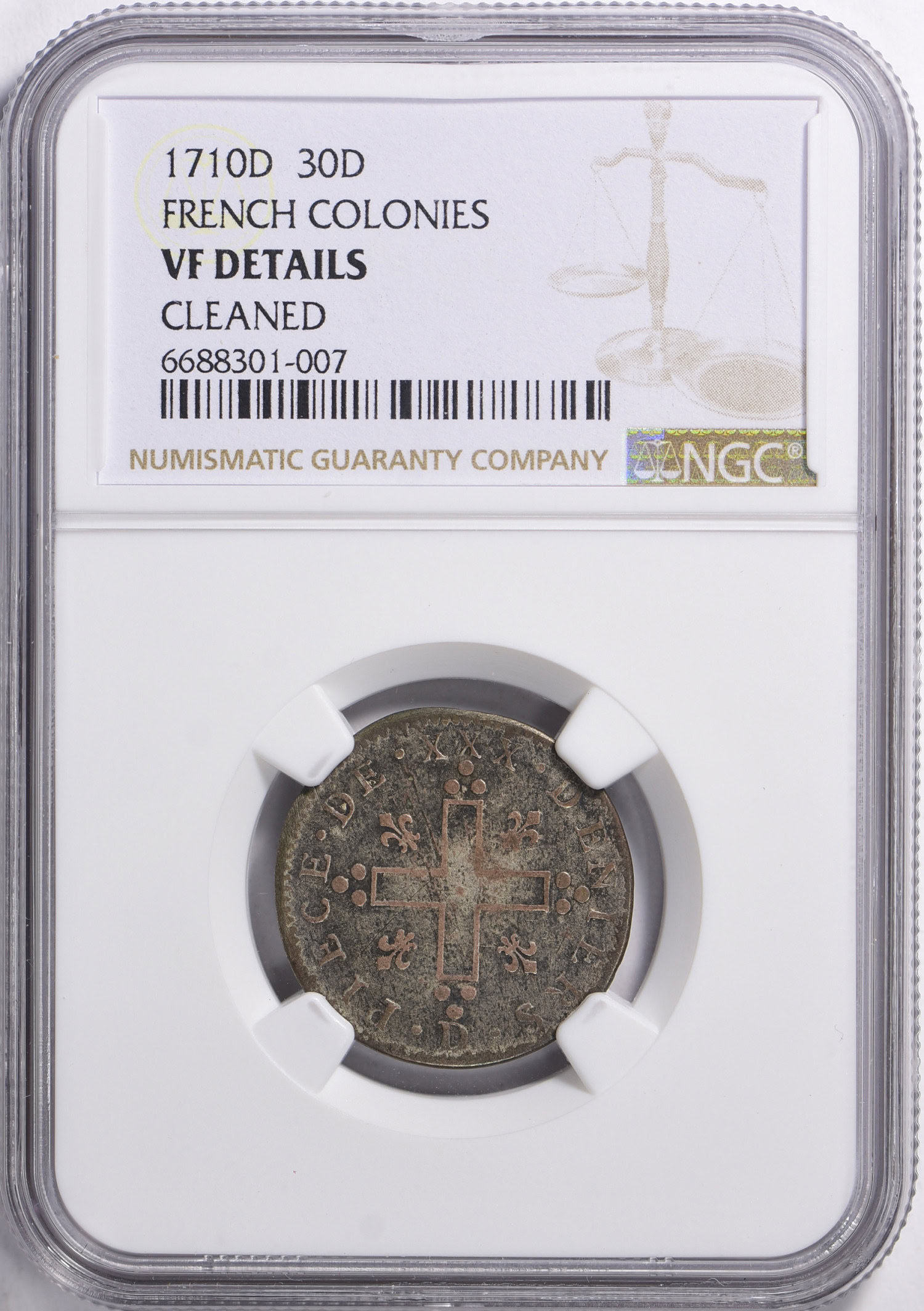 French Colonies 1710-D 30 Deniers Lec-6 NGC VF Details (Item 1407765 ...