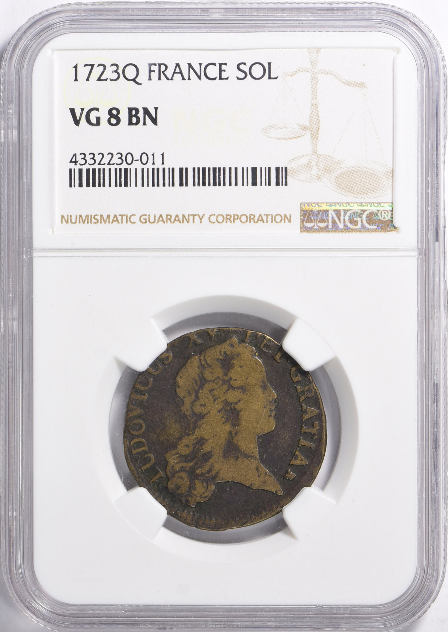 France 1723-Q Sol Gad-276 NGC VG-8 BN (Item 1407768) | GreatCollections ...