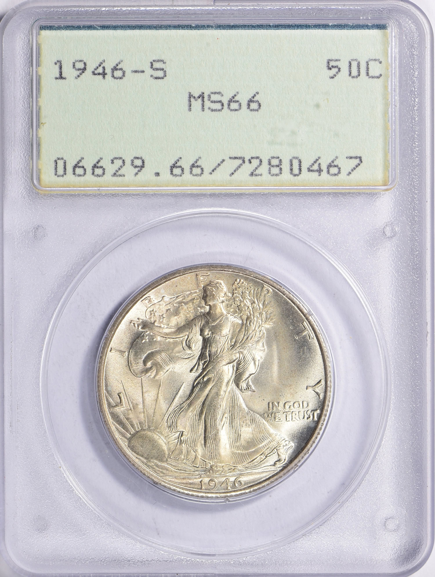 1946-S Walking Liberty Half Dollar PCGS MS-66 OGH (1st Gen) (Item 1407800) | GreatCollections ...