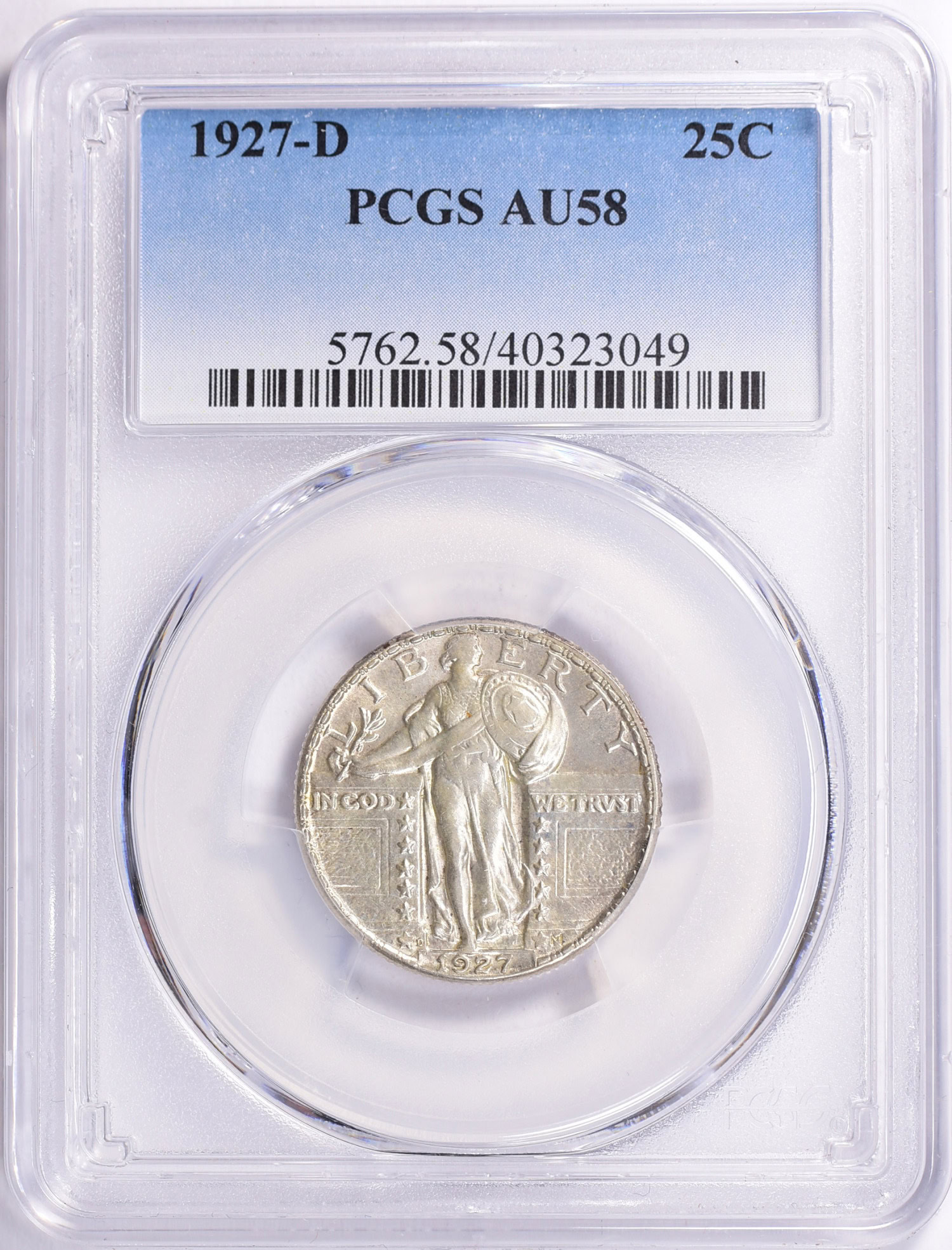 1927-D Standing Liberty Quarter PCGS AU-58 (Item 1411059 ...