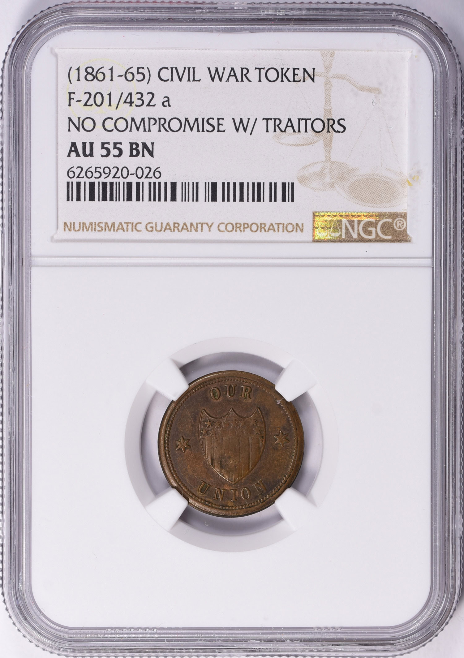 ND (1861-65) No Compromise With Traitors Civil War Token F-201/432a NGC ...
