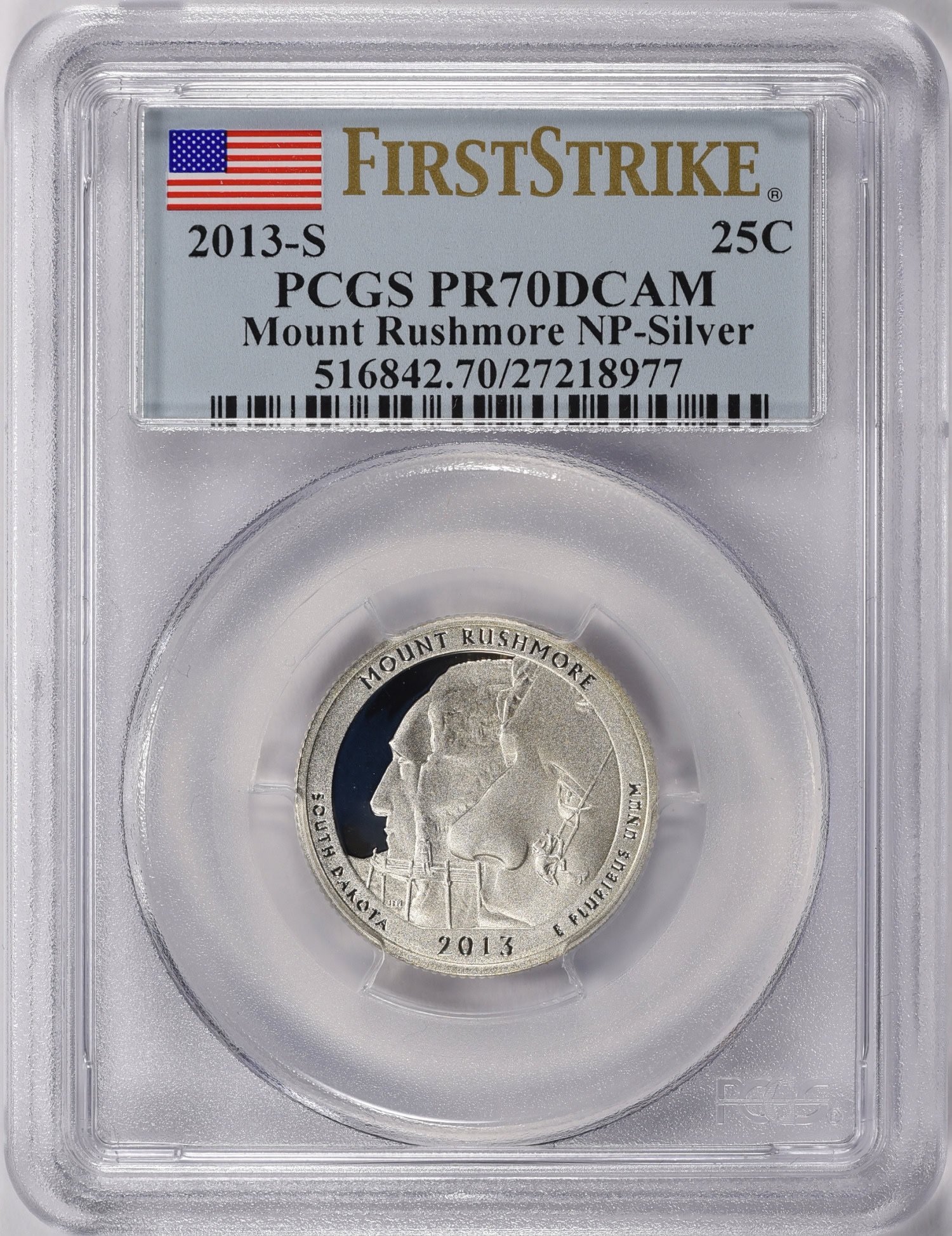 2013-S America the Beautiful Quarter Mount Rushmore NP Silver. First ...