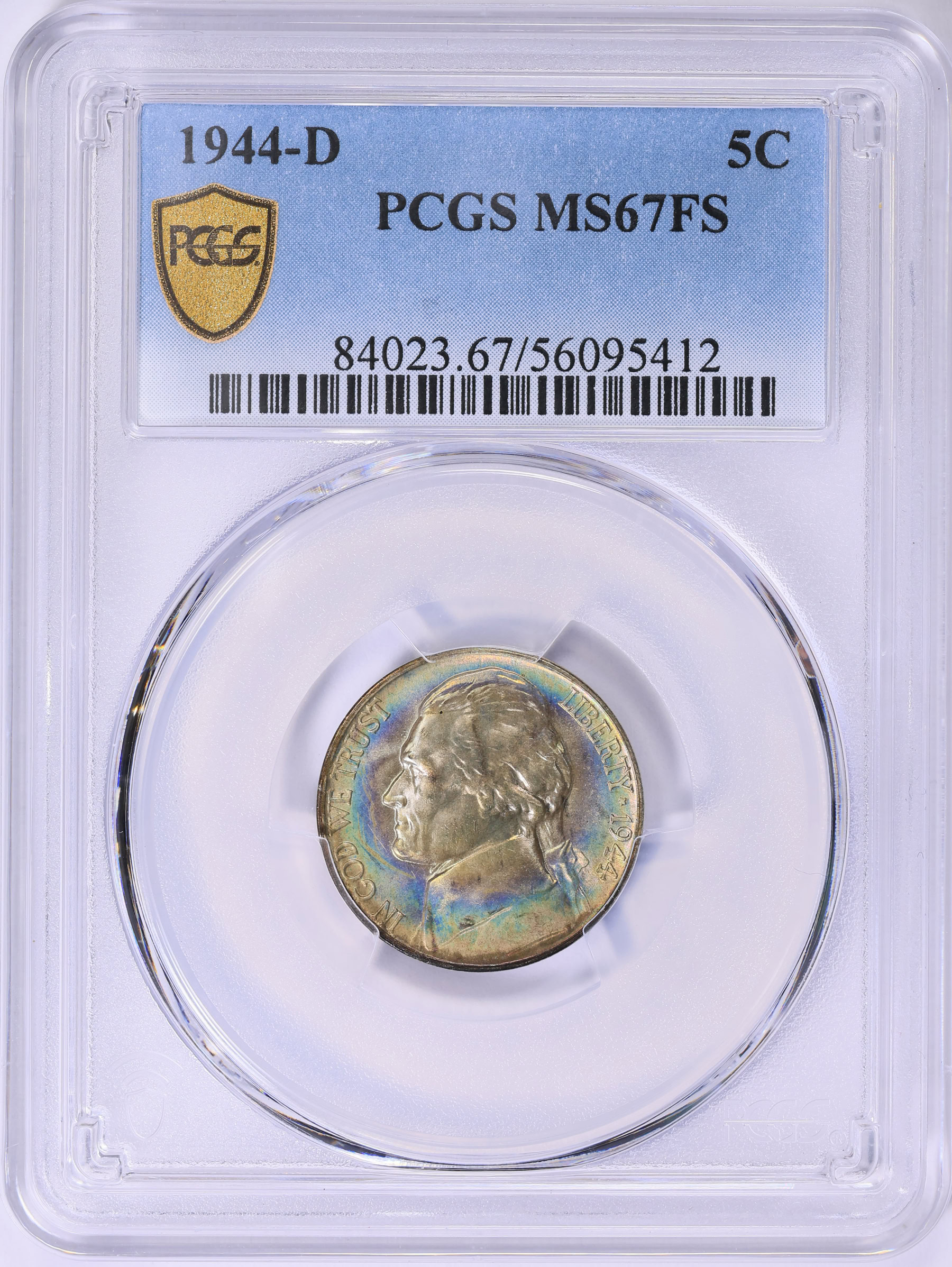 1944-D Jefferson Nickel PCGS MS-67 FS (Toned) (Item 1413959) | GreatCollections Coin Auctions