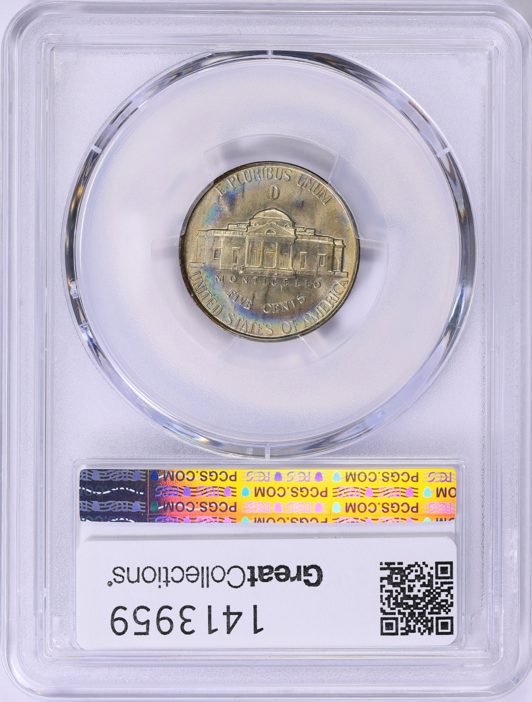 1944-D Jefferson Nickel PCGS MS-67 FS (Toned) (Item 1413959) | GreatCollections Coin Auctions