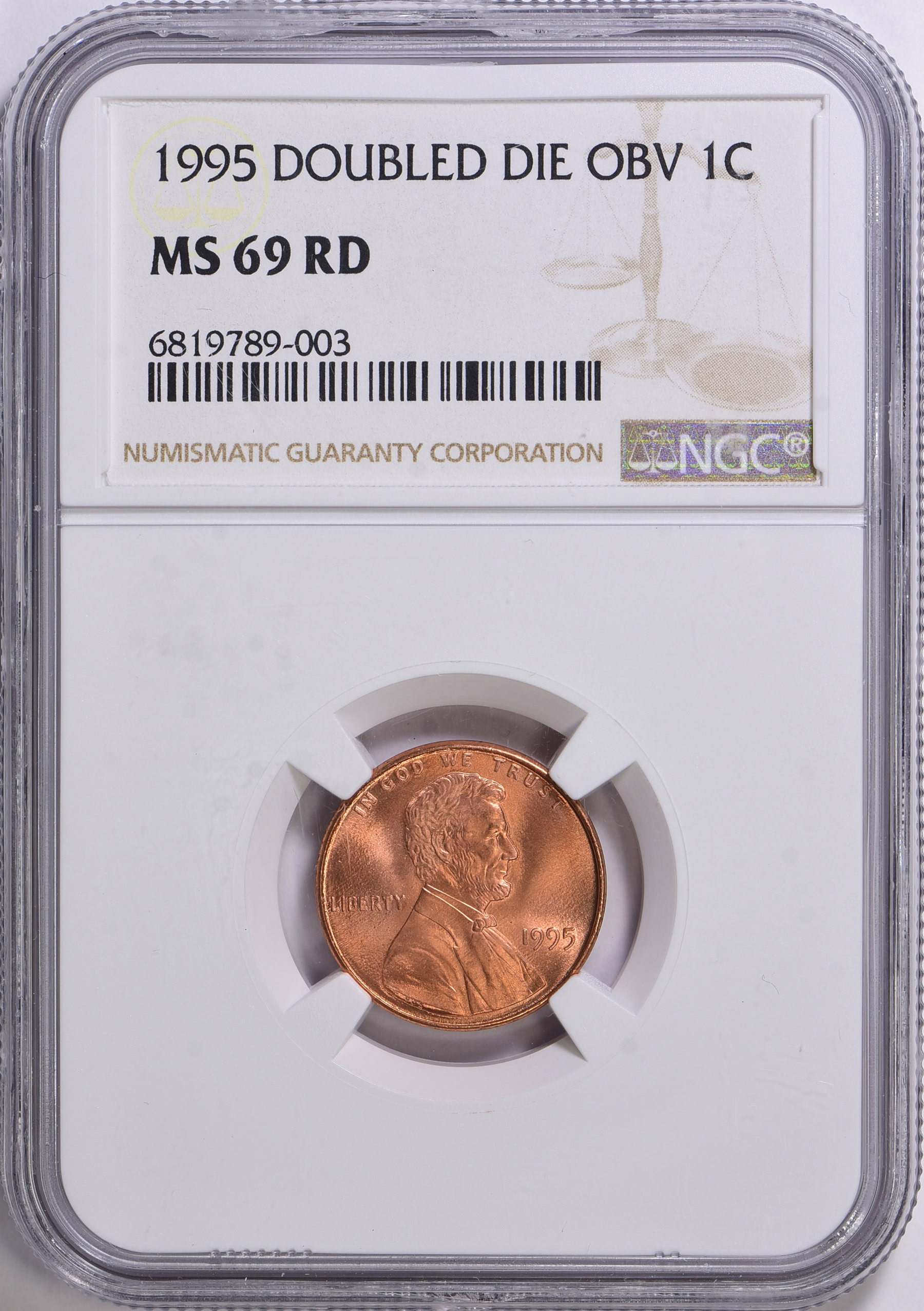 1995 Lincoln Cent Doubled Die Obverse NGC MS-69 RD (Item 1413974 ...