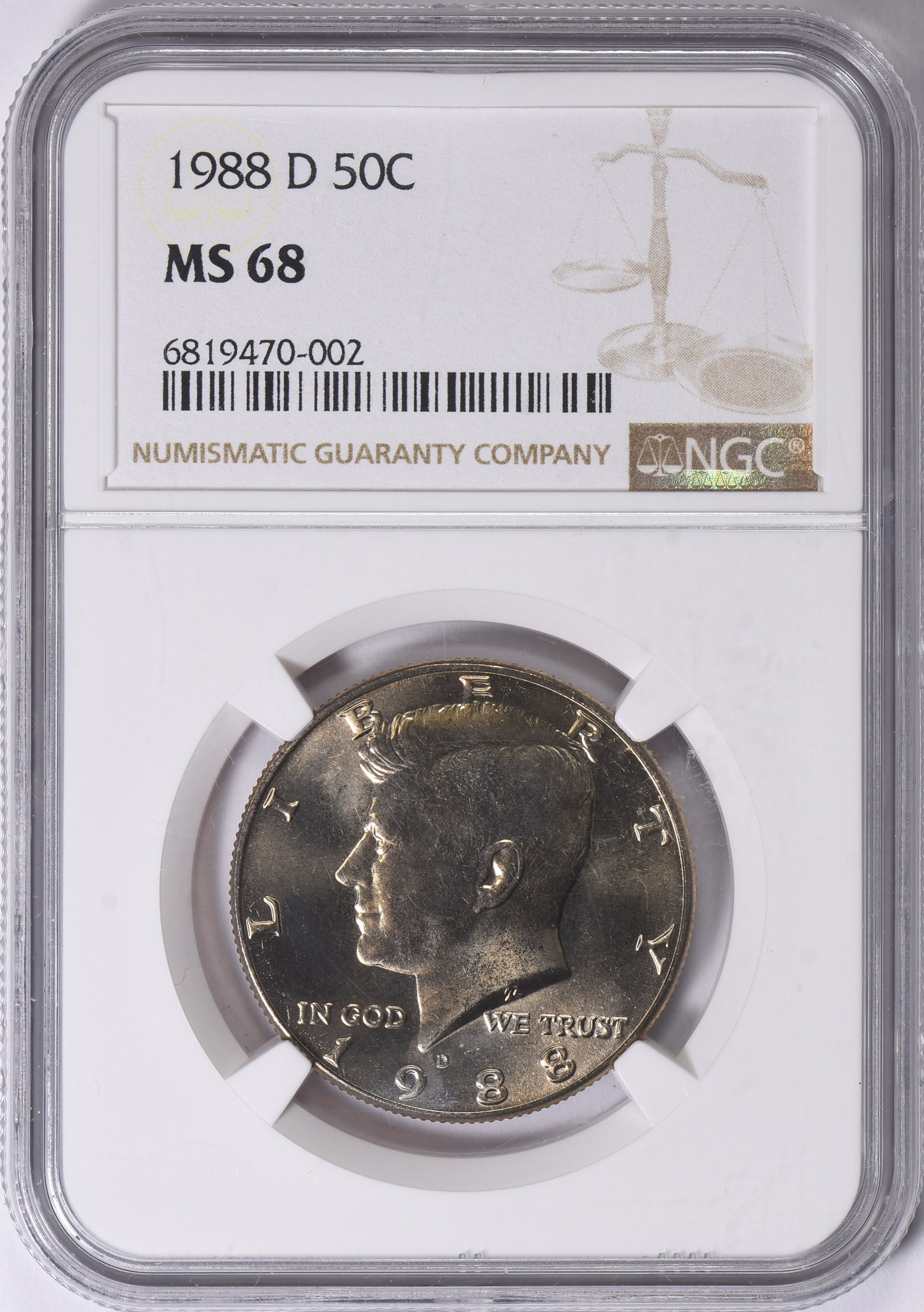 1988-D Kennedy Half Dollar NGC MS-68 (Item 1413977) | GreatCollections ...
