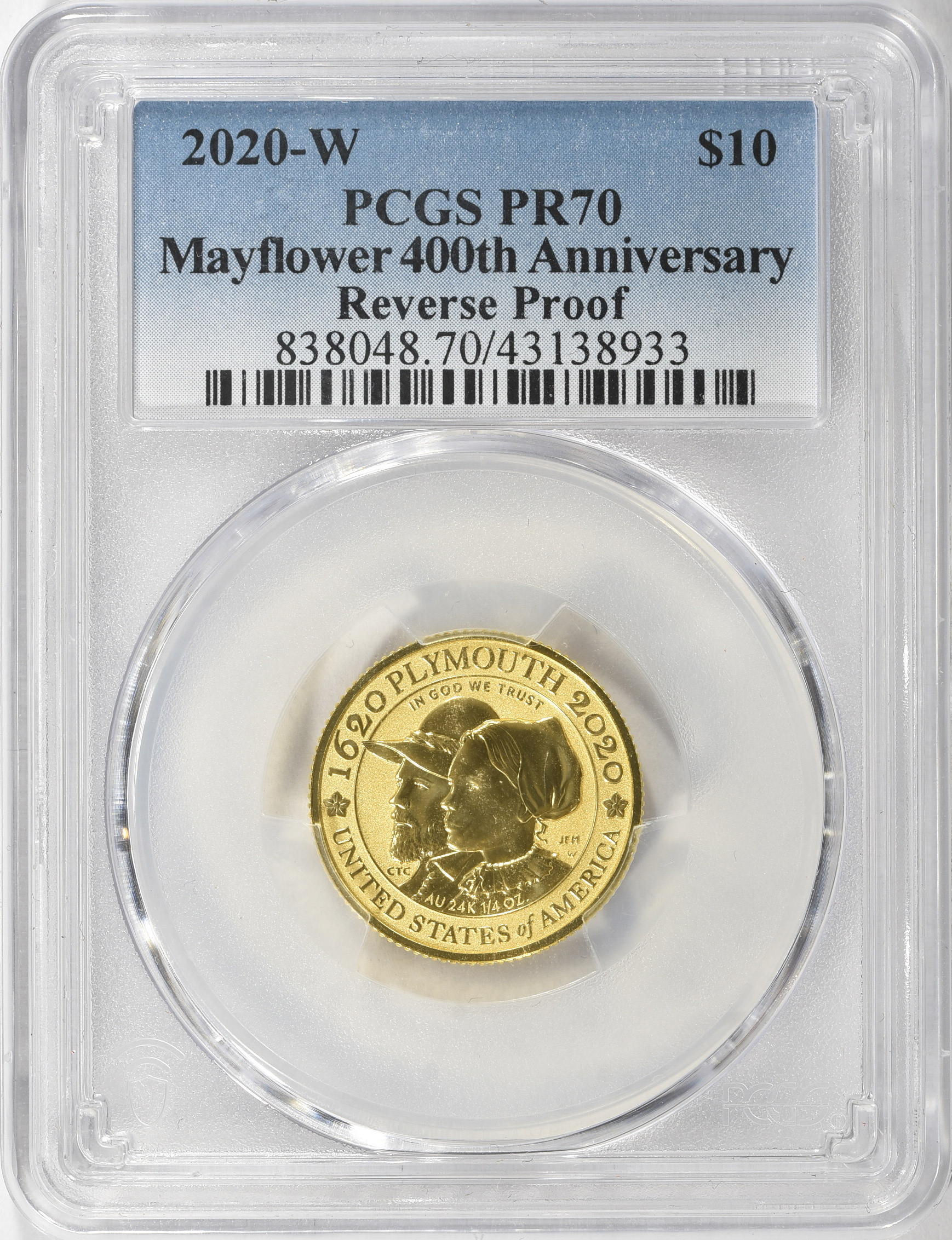 2020-W Mayflower Voyage 400th Anniversary Gold $10 Reverse Proof PCGS ...