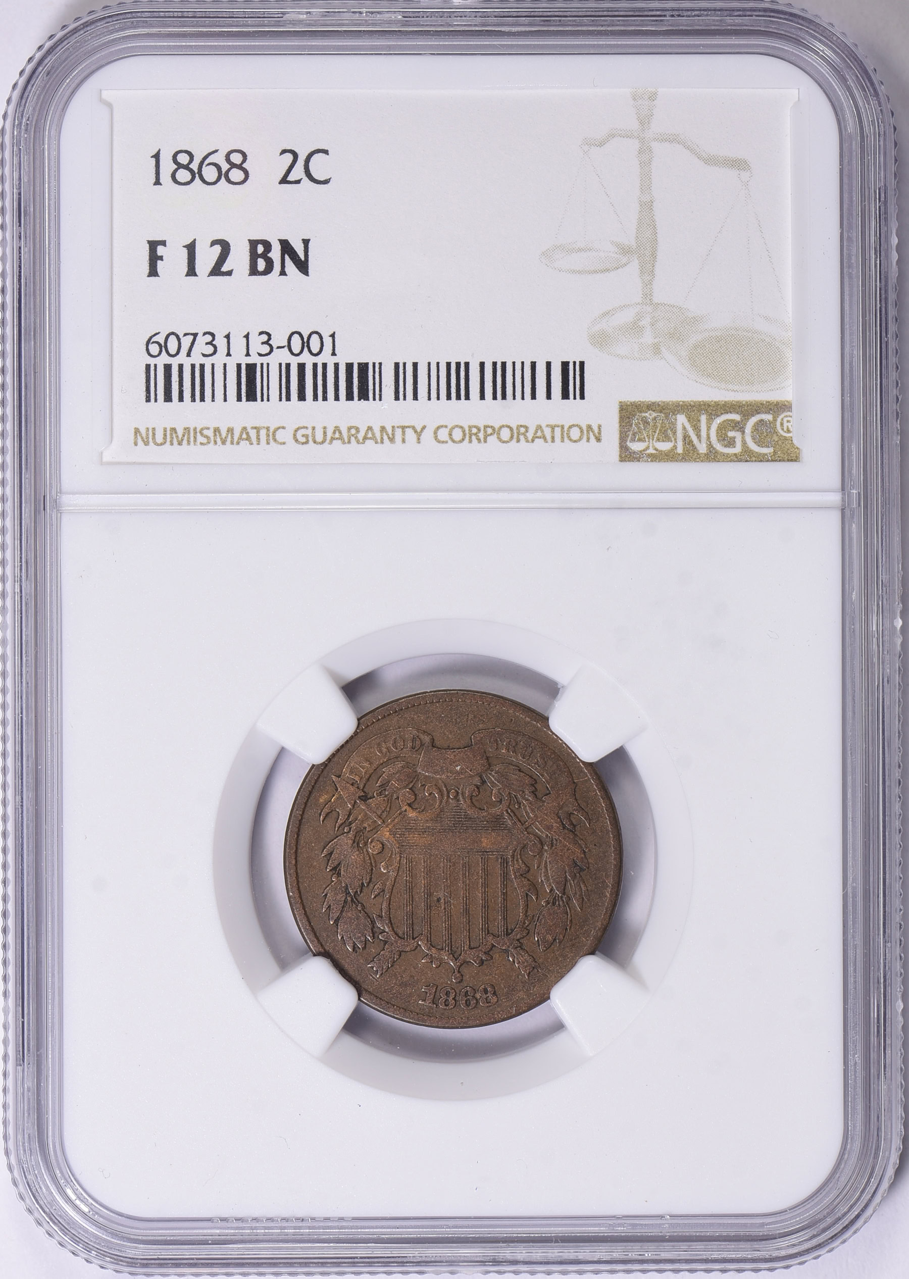1868 Two-Cent Piece NGC F-12 BN (Item 1419110) | GreatCollections Coin ...