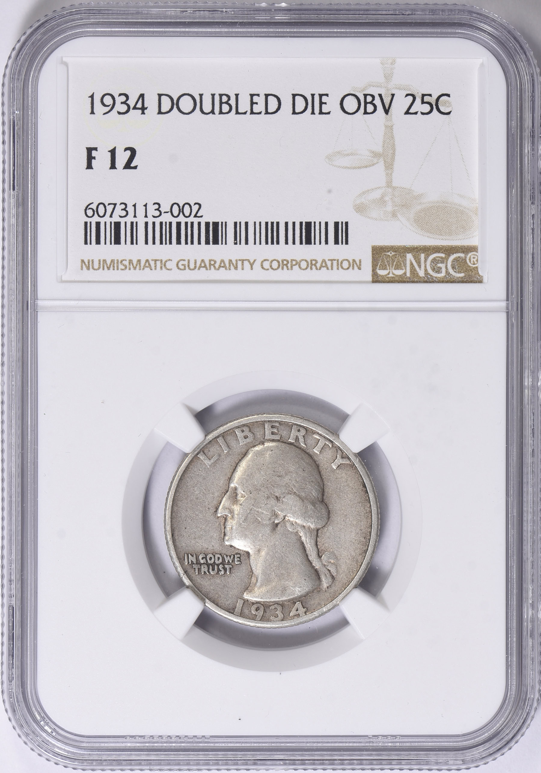1934 Washington Quarter Doubled Die Obverse NGC F-12 (Item 1419111 ...