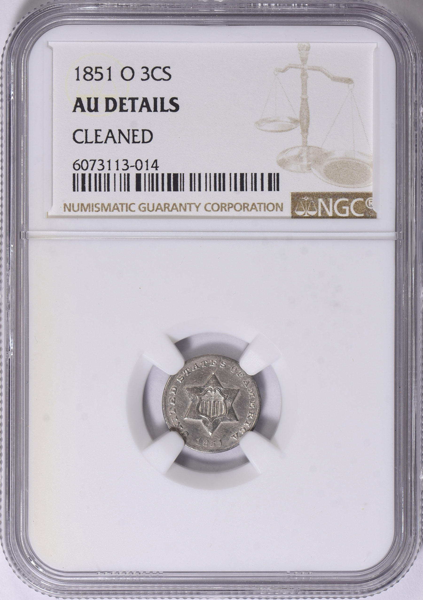 1851-O Silver Three-Cent Piece NGC AU Details (Item 1419122 ...
