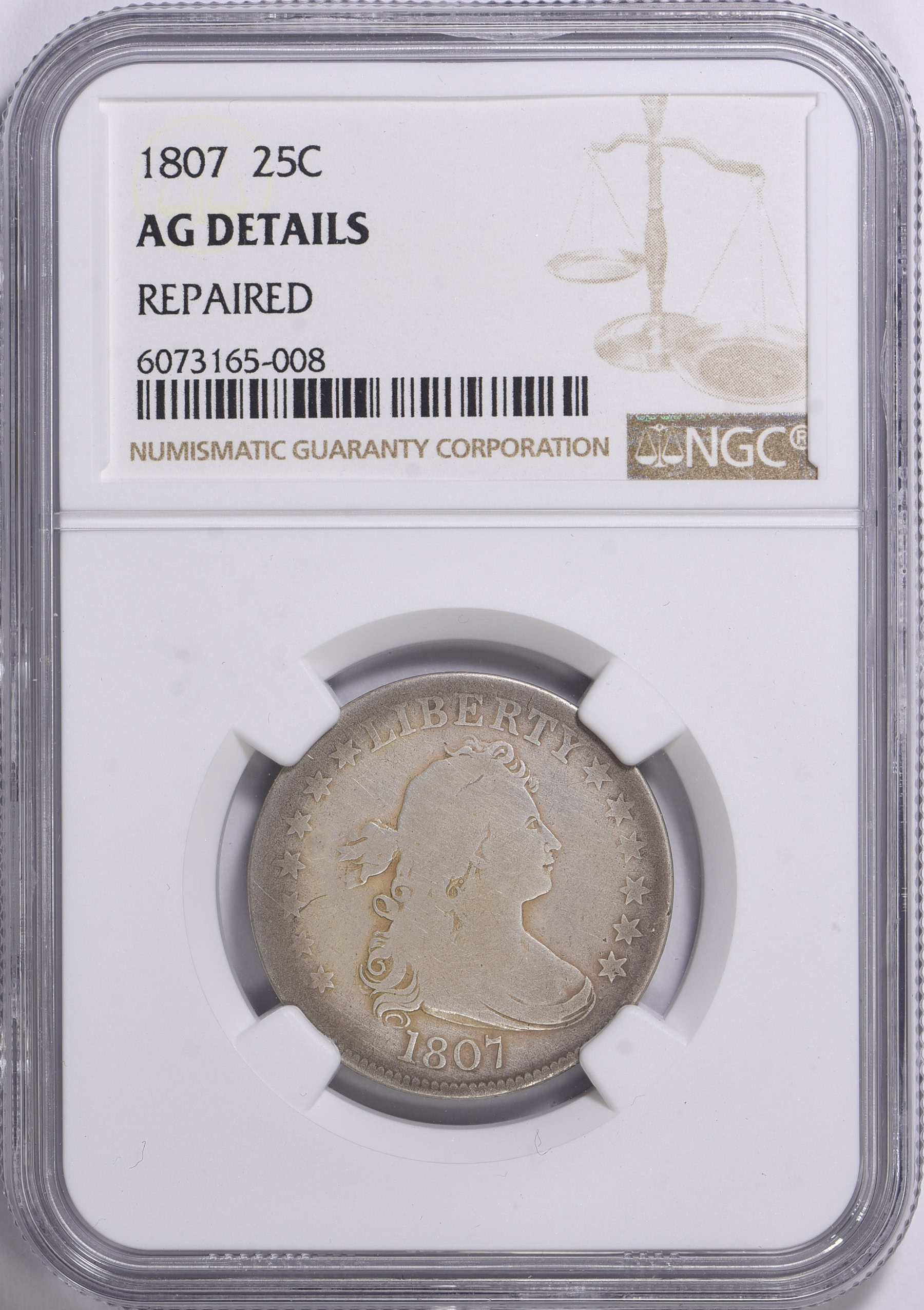 1807 Draped Bust Quarter NGC AG Details (Item 1419691 ...