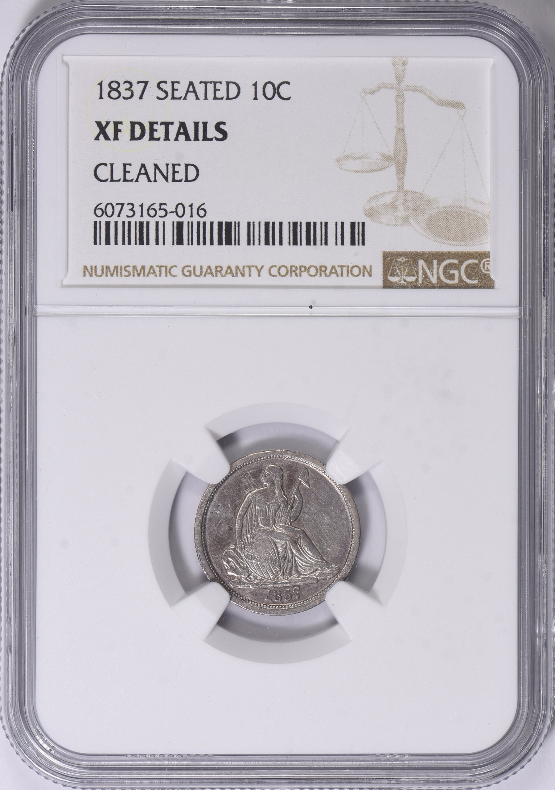 1837 Seated Liberty Dime No Stars. Small Date NGC XF Details (Item ...