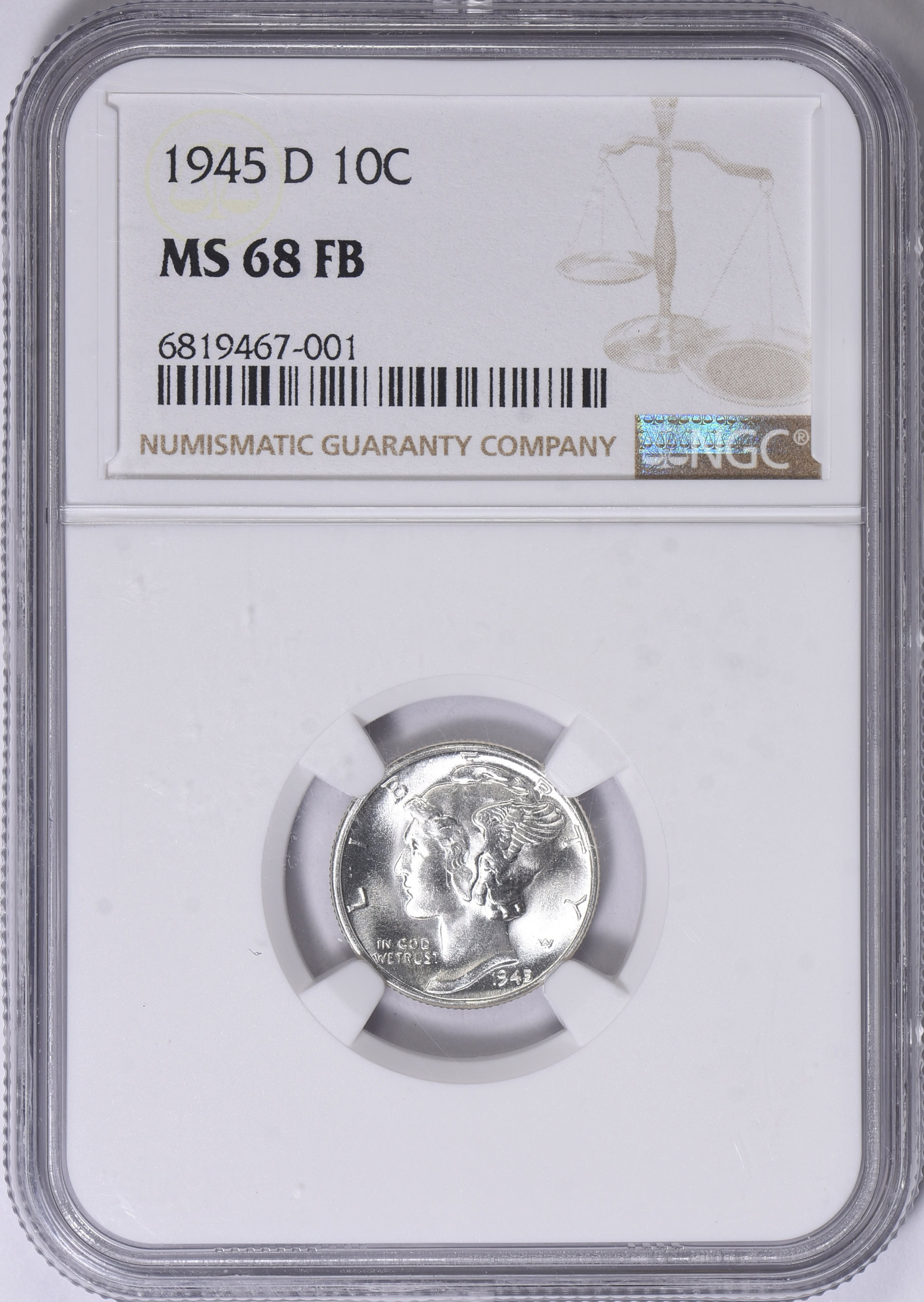 1945-D Mercury Dime NGC MS-68 FB (Item 1420053) | GreatCollections Coin Auctions