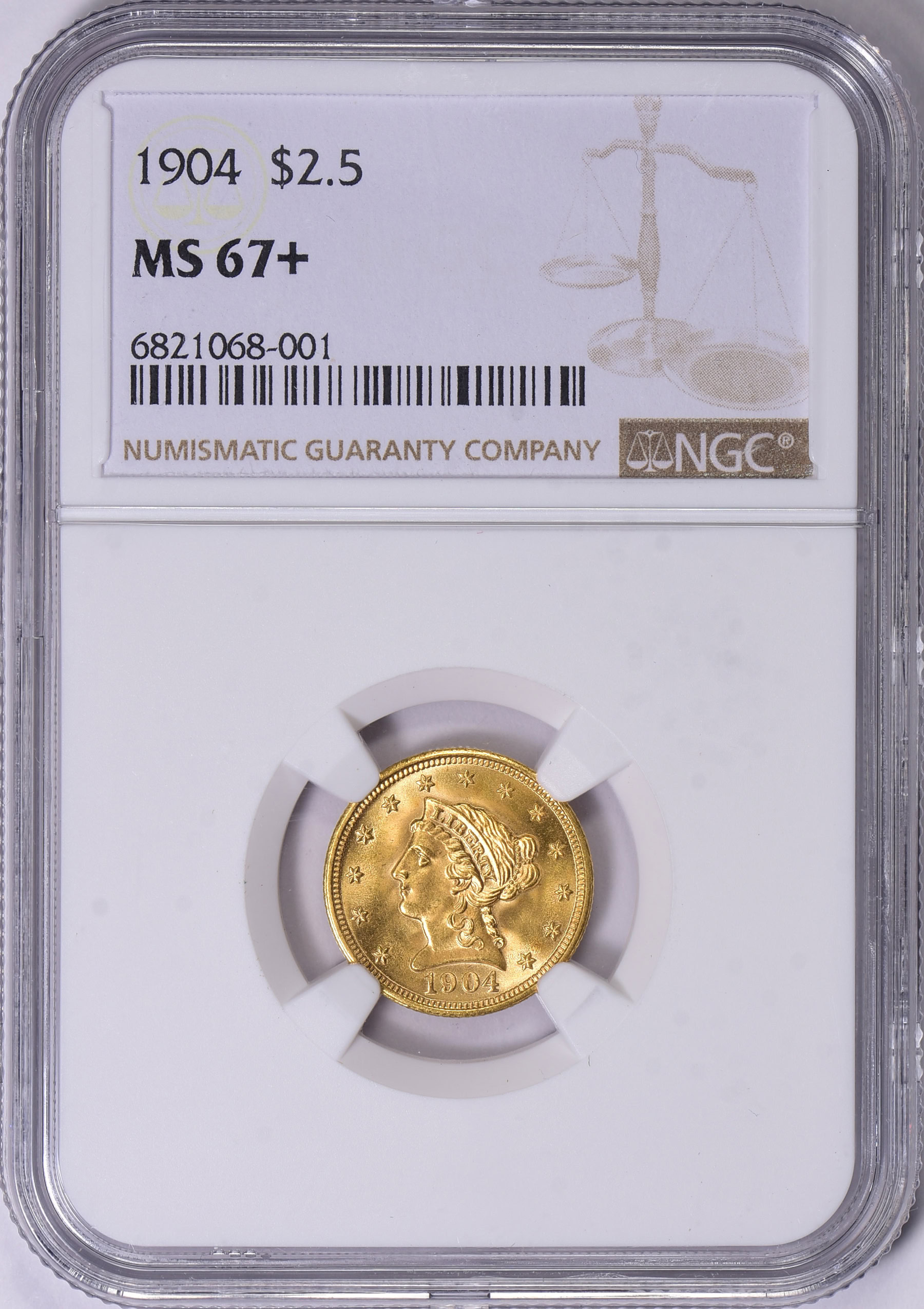 1904 Liberty Gold Quarter Eagle NGC MS-67+ (Item 1420071) | GreatCollections Coin Auctions