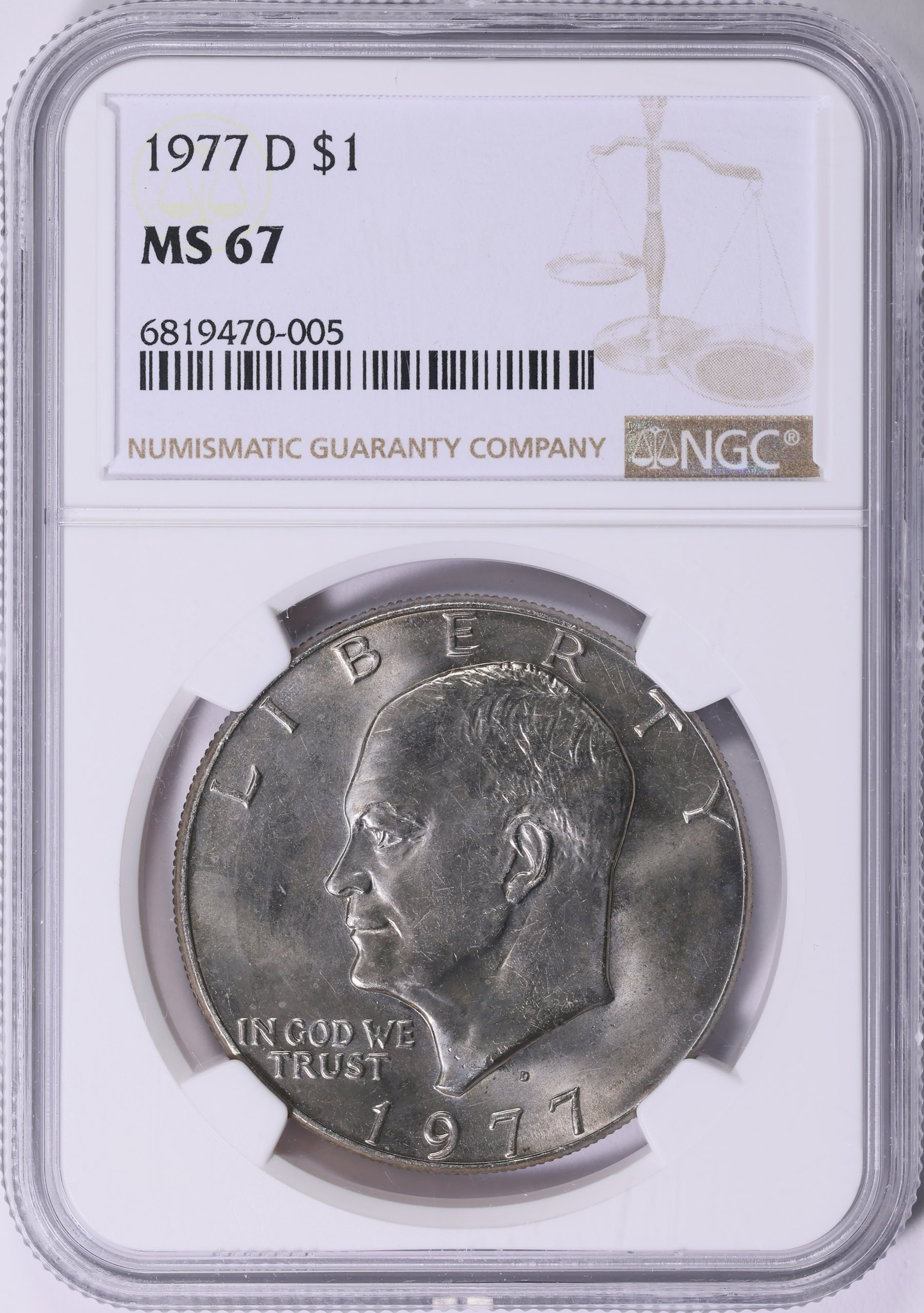 1977-D Eisenhower Dollar NGC MS-67 (Item 1420086) | GreatCollections ...