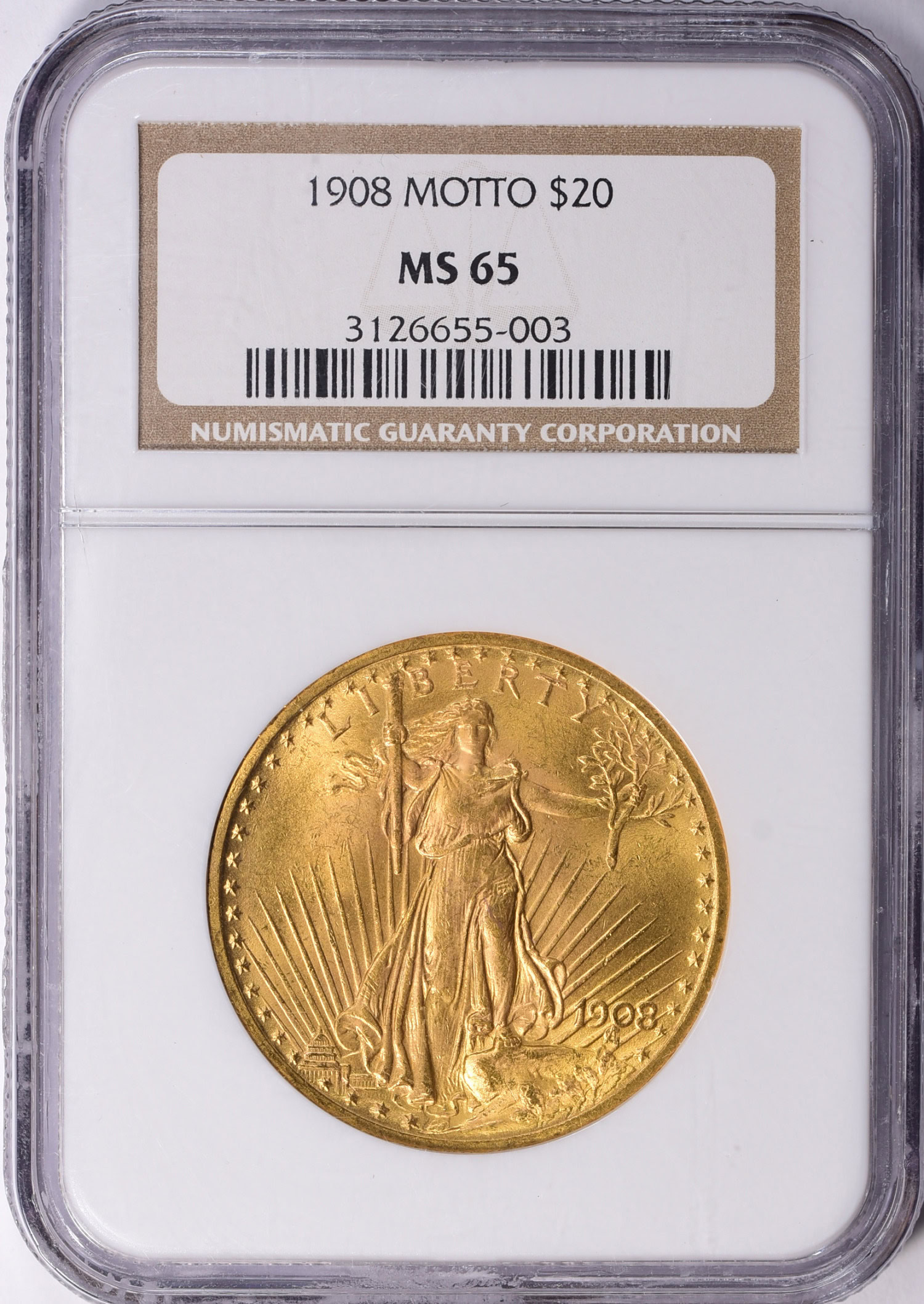 1908 Saint-Gaudens Gold Double Eagle Motto NGC MS-65 (Item 1425369 ...