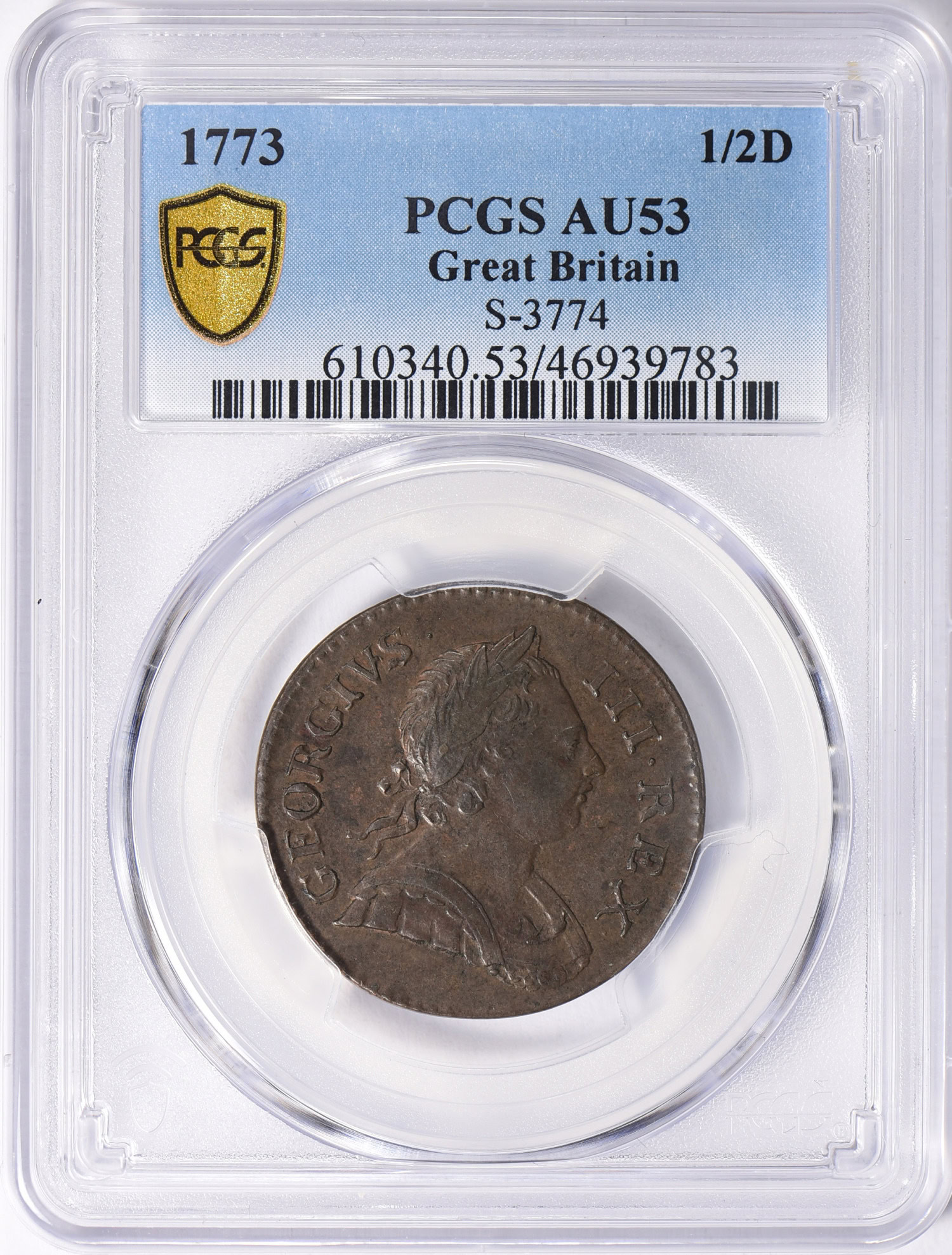 Great Britain 1773 1/2 Penny S-3774 PCGS AU-53 BN (Item 1425834 ...