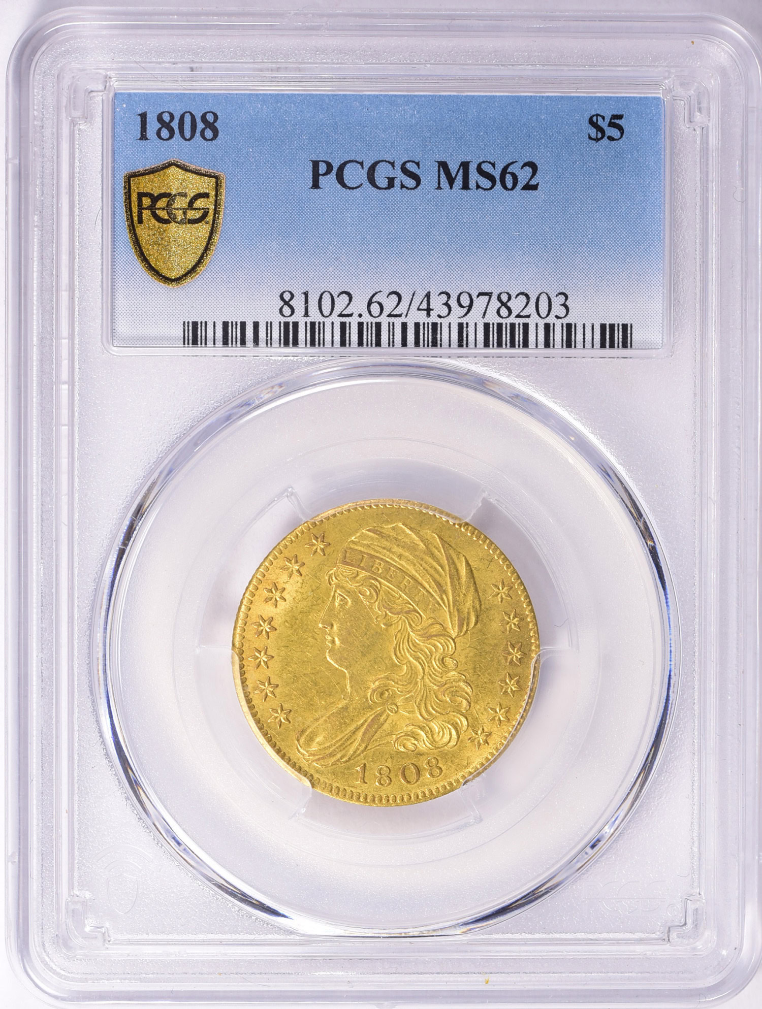 1808 Capped Bust Left Gold Half Eagle PCGS MS-62 (Item 1428114) | GreatCollections Coin Auctions