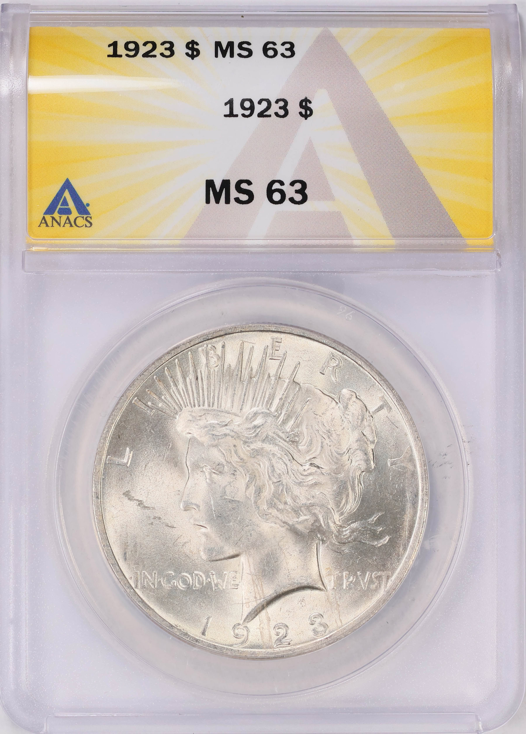 1923 Peace Silver Dollar ANACS MS-63 (Item 1429982) | GreatCollections Coin Auctions