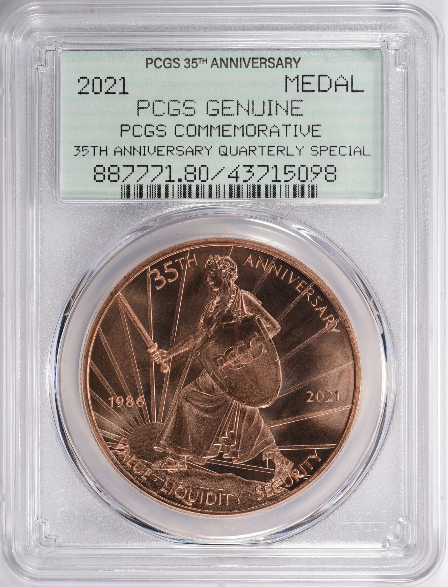 2021 PCGS Commemorative Medal 35th Anniversary Copper PCGS Genuine (OGH ...