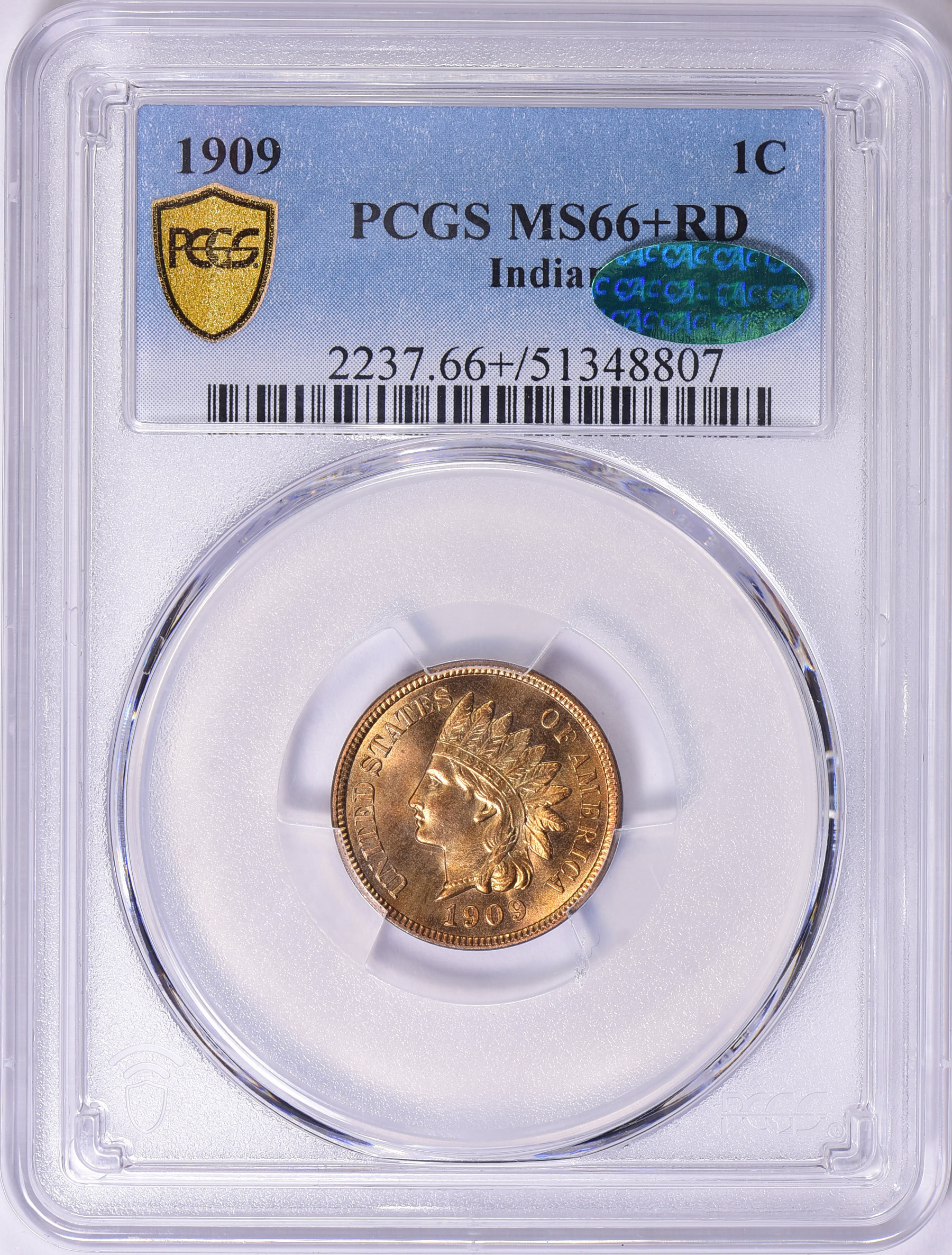 1909 Indian Cent PCGS MS-66+ RD (CAC Green) (Item 1431504) | GreatCollections Coin Auctions