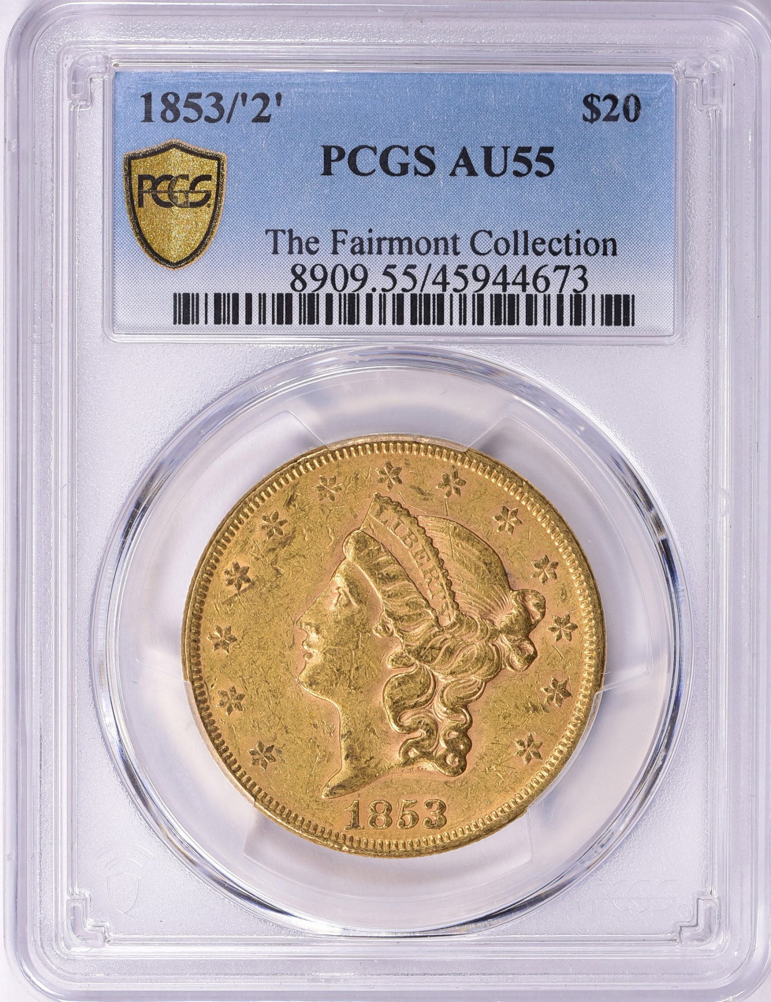 1853/2 Liberty Gold Double Eagle PCGS AU-55 (The Fairmont Collection) (Item 1432018 ...