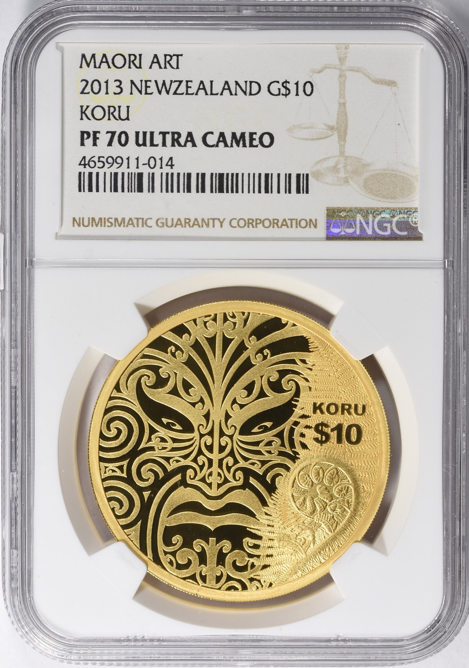 New Zealand 2013 Gold $10 Maori Art Koru NGC Proof-70 Ultra Cameo (AGW ...
