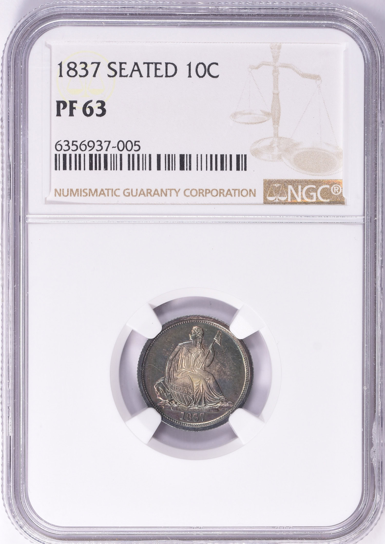 1837 Seated Liberty Dime NGC Proof-63 (Toned) (Item 1434641 ...