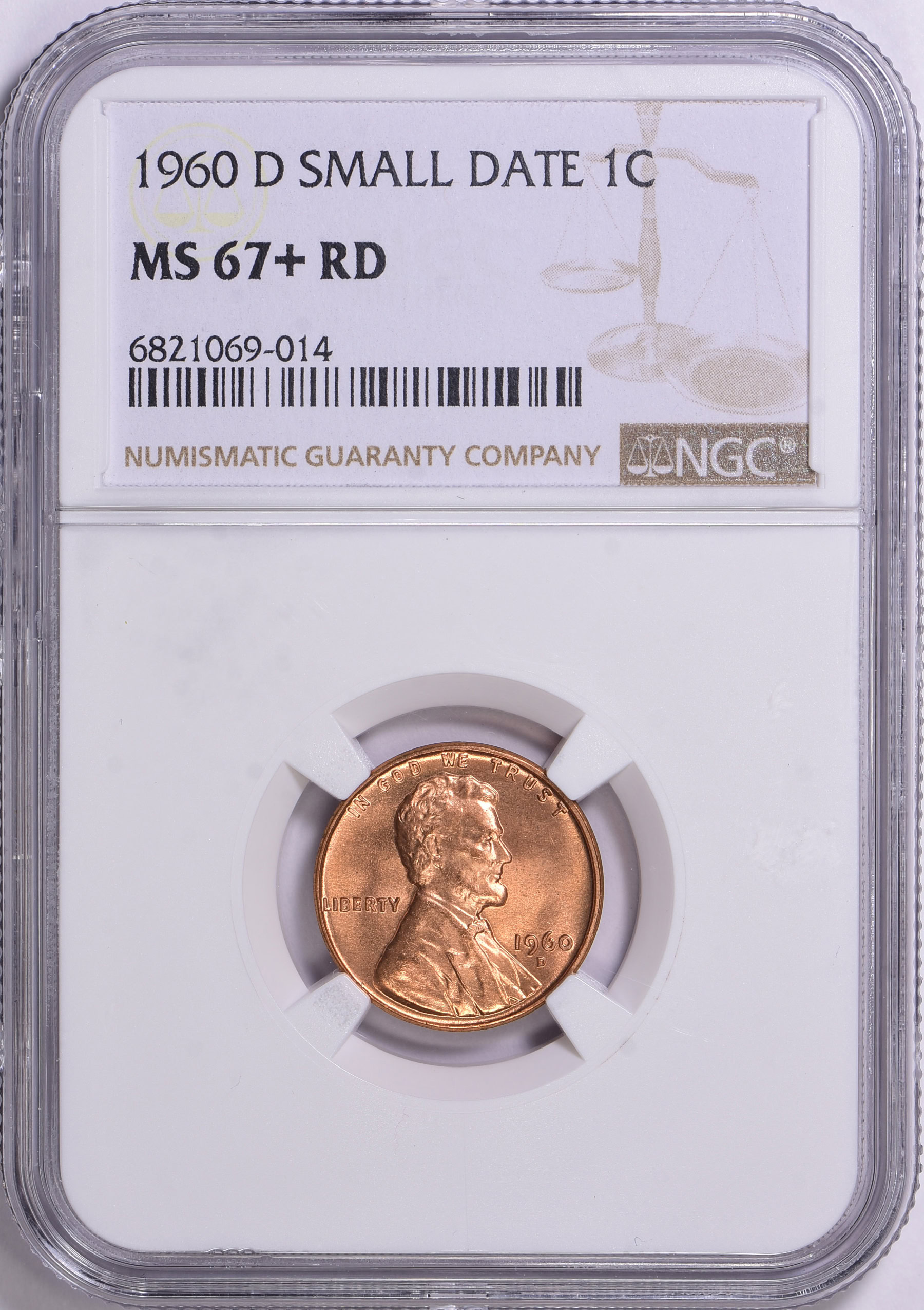 1960-D Lincoln Cent Small Date NGC MS-67+ RD (Item 1435088 ...