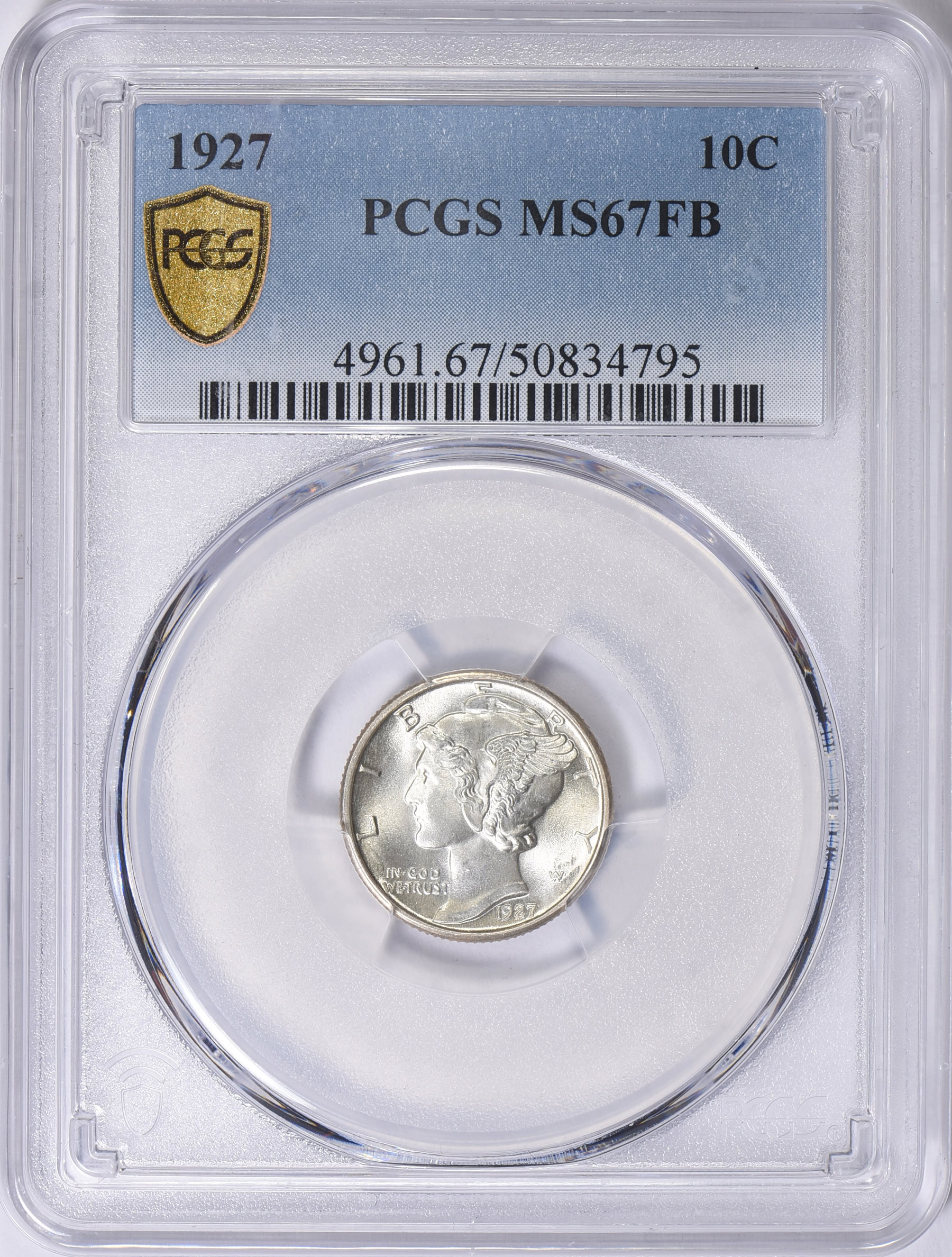 1927 Mercury Dime PCGS MS-67 FB (Item 1435737) | GreatCollections Coin Auctions