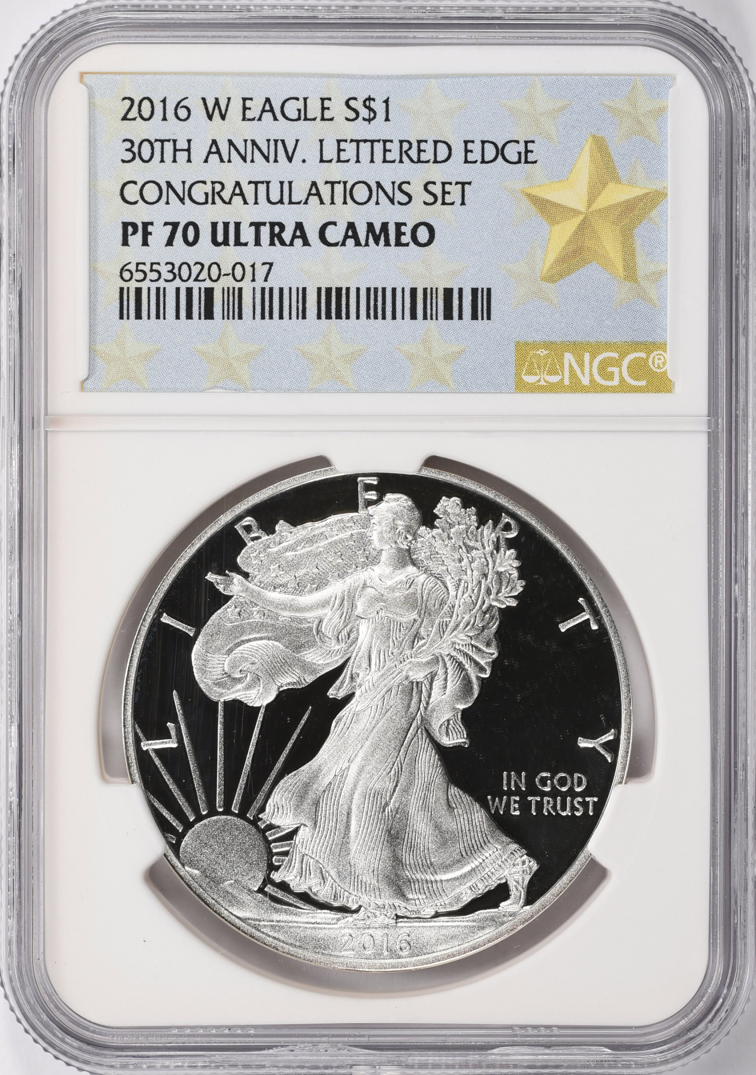 2016-W $1 Silver Eagle 30th Anniversary - Lettered Edge (From the Congratulations Set) NGC Proof ...
