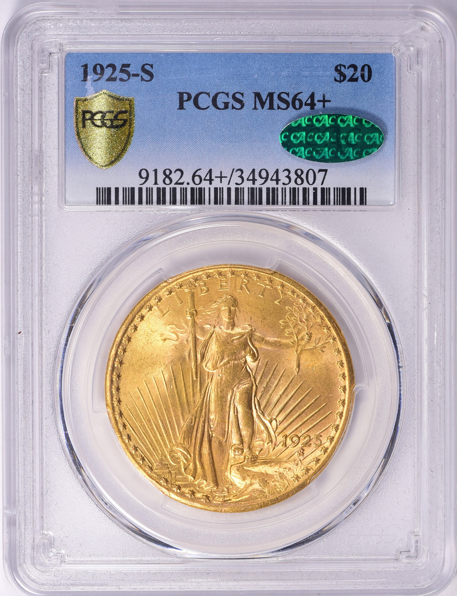 1925-S Saint-Gaudens Gold Double Eagle PCGS MS-64+ (CAC Green) (Item 1438259) | GreatCollections ...