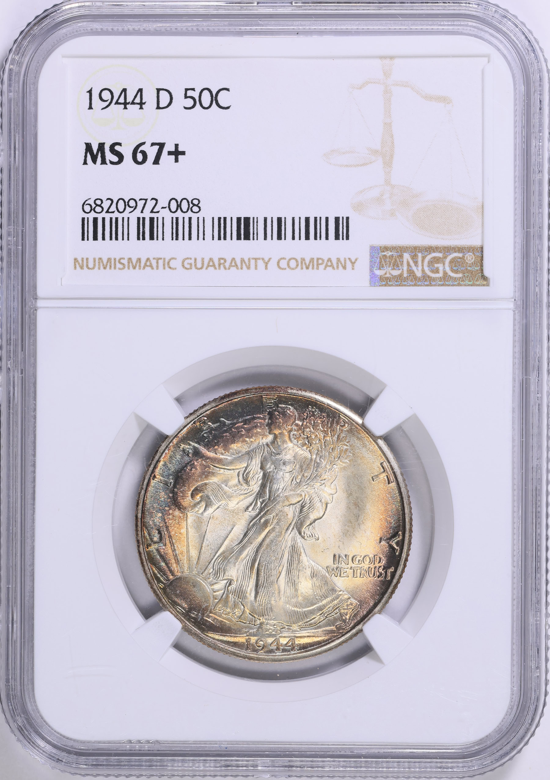 1944-D Walking Liberty Half Dollar NGC MS-67+ (Toned) (Item 1438587) | GreatCollections Coin ...