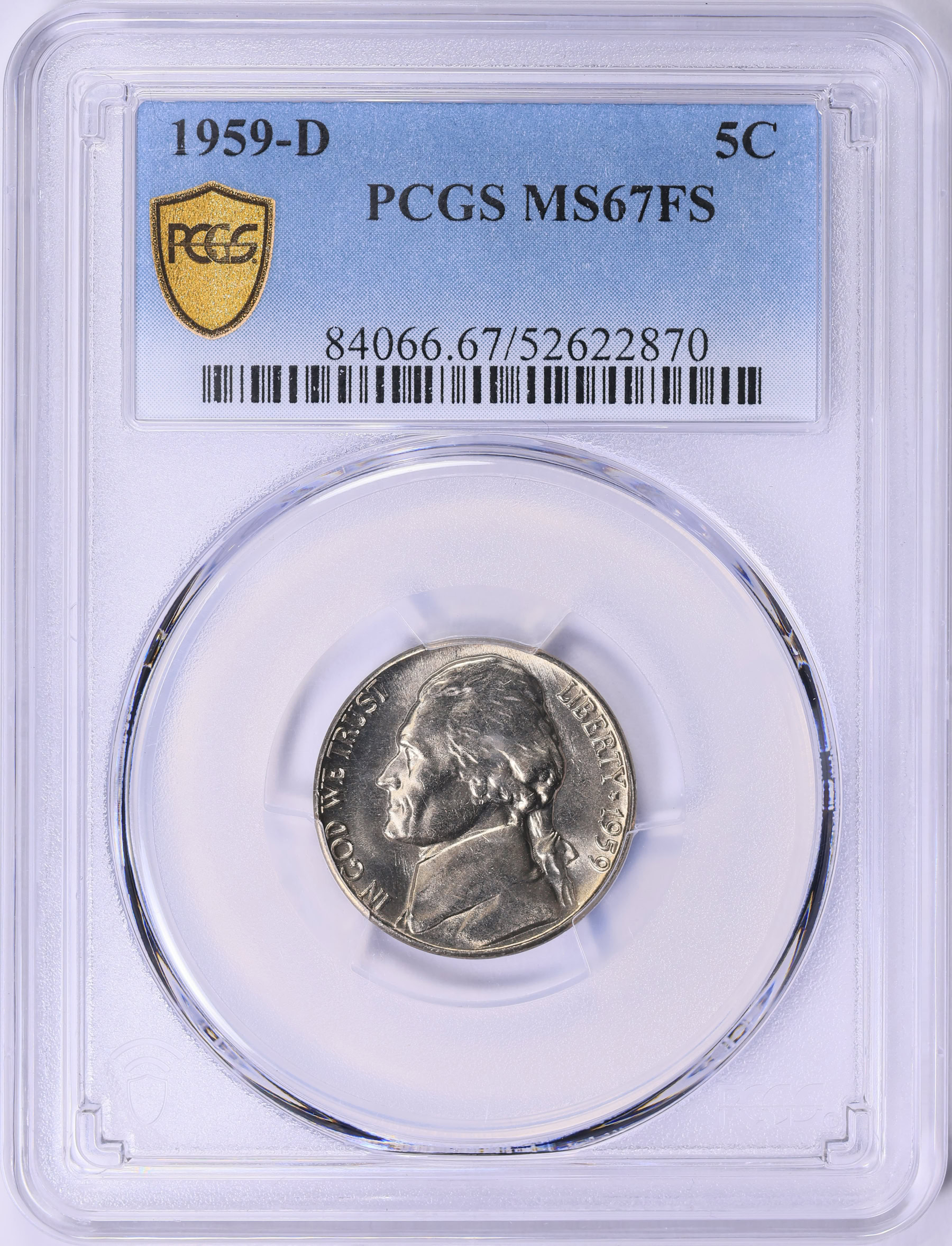 1959-D Jefferson Nickel PCGS MS-67 FS (Item 1441494) | GreatCollections ...