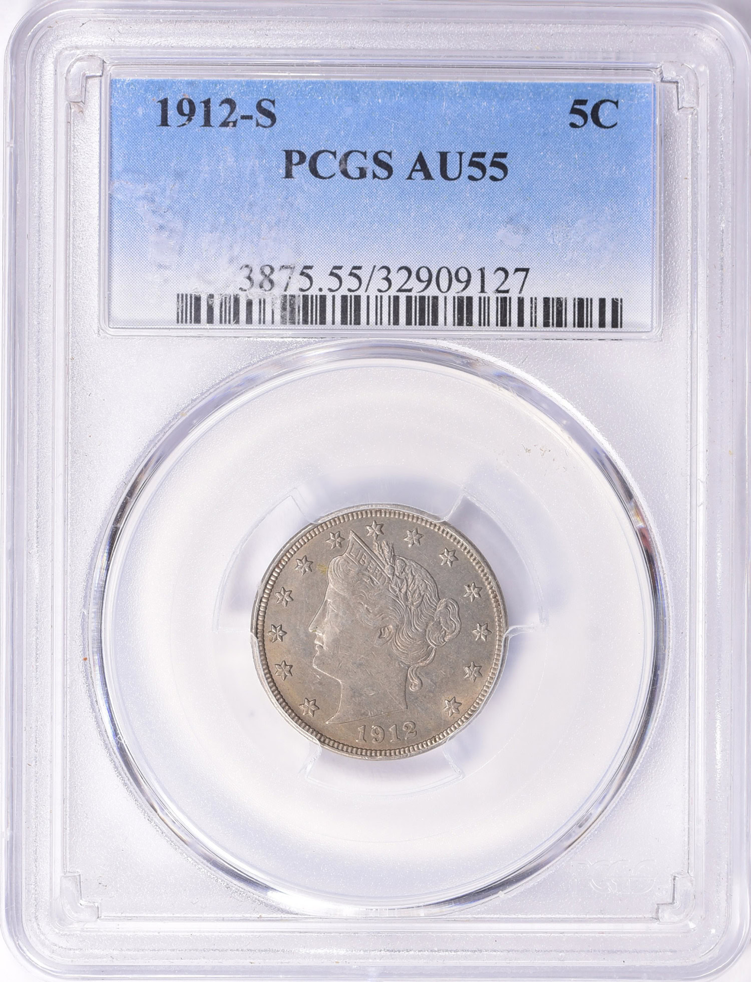 1912-S Liberty Nickel PCGS AU-55 (Item 1442883) | GreatCollections Coin Auctions