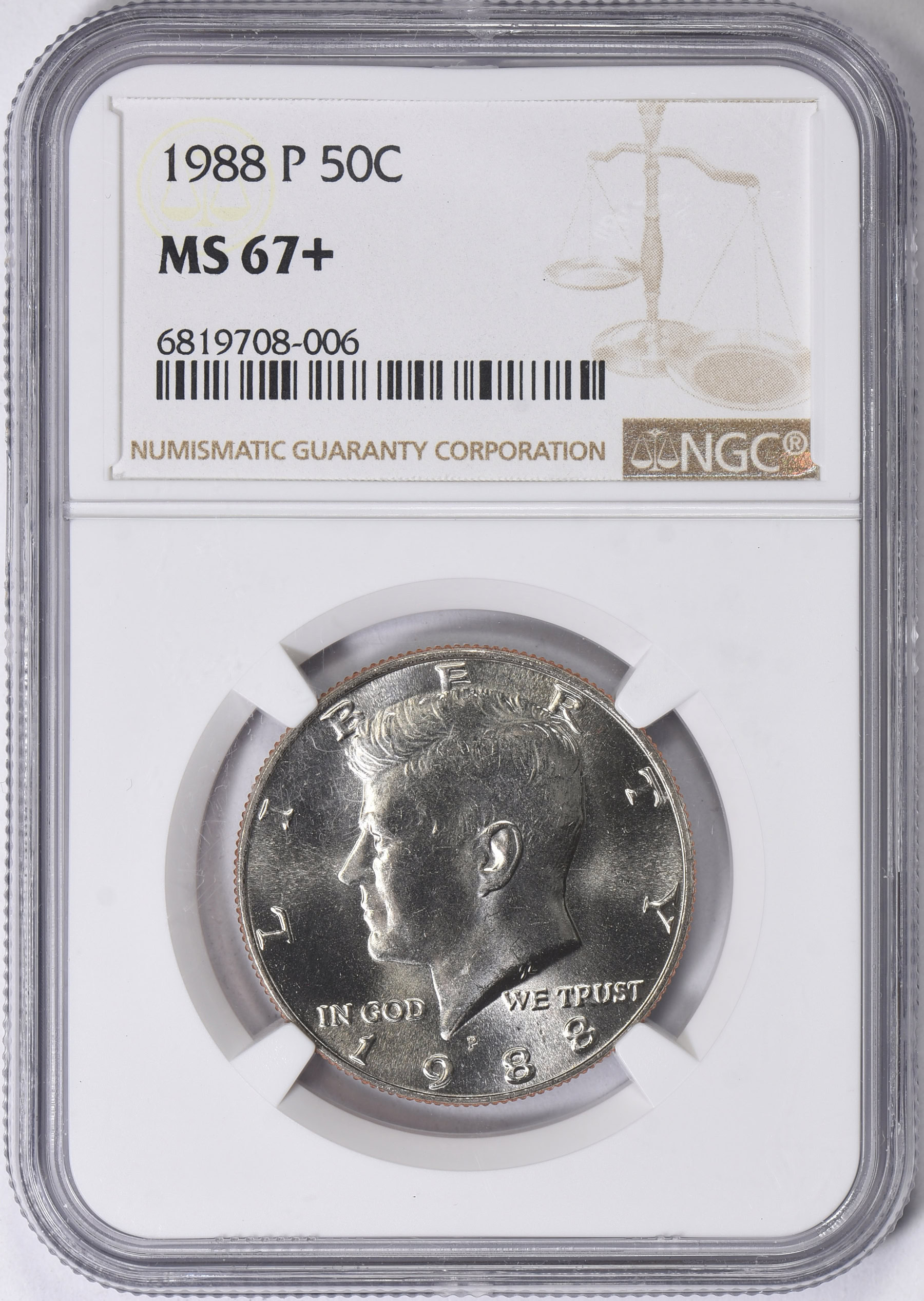 1988-P Kennedy Half Dollar NGC MS-67+ (Item 1445701) | GreatCollections Coin Auctions