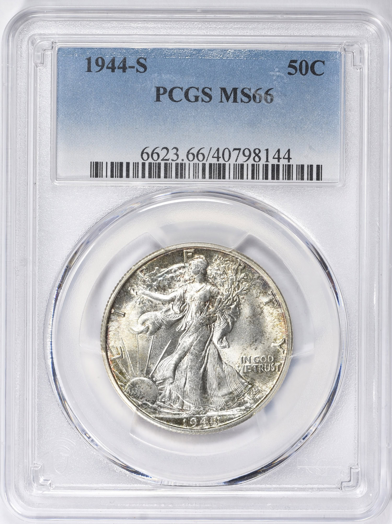 1944-S Walking Liberty Half Dollar PCGS MS-66 (Toned) (Item 1447660) | GreatCollections Coin ...