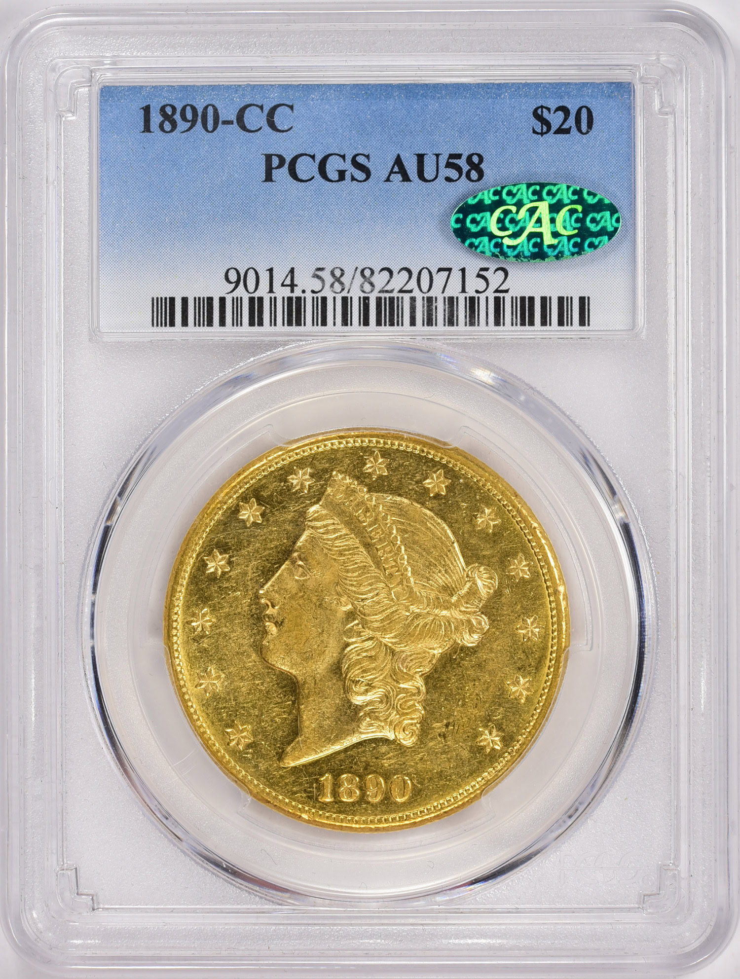 1890-CC Liberty Gold Double Eagle PCGS AU-58 (CAC Green) (Item 1449199) | GreatCollections Coin ...