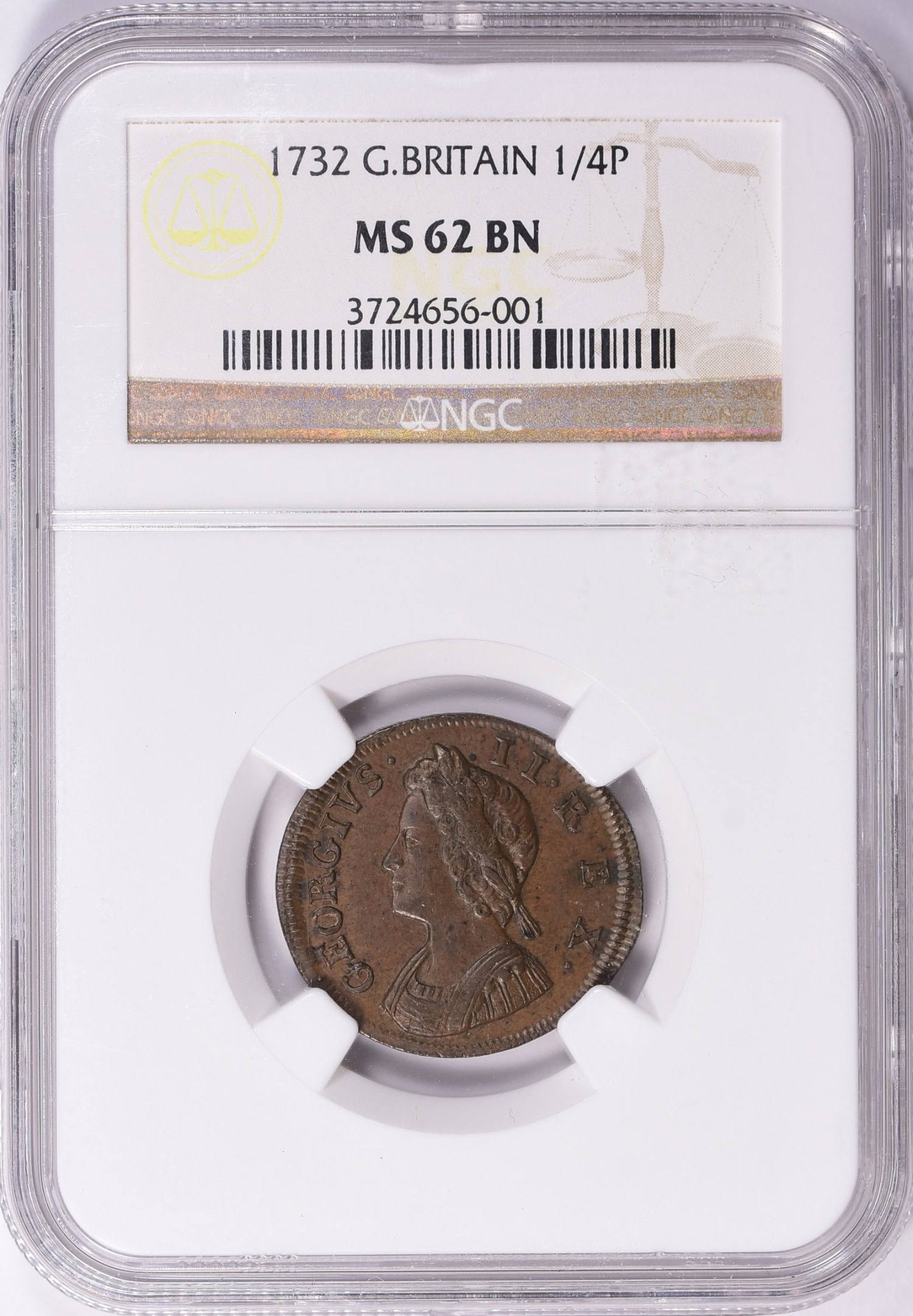 Great Britain 1732 Farthing S-3720 NGC MS-62 BN (Item 1449331 ...