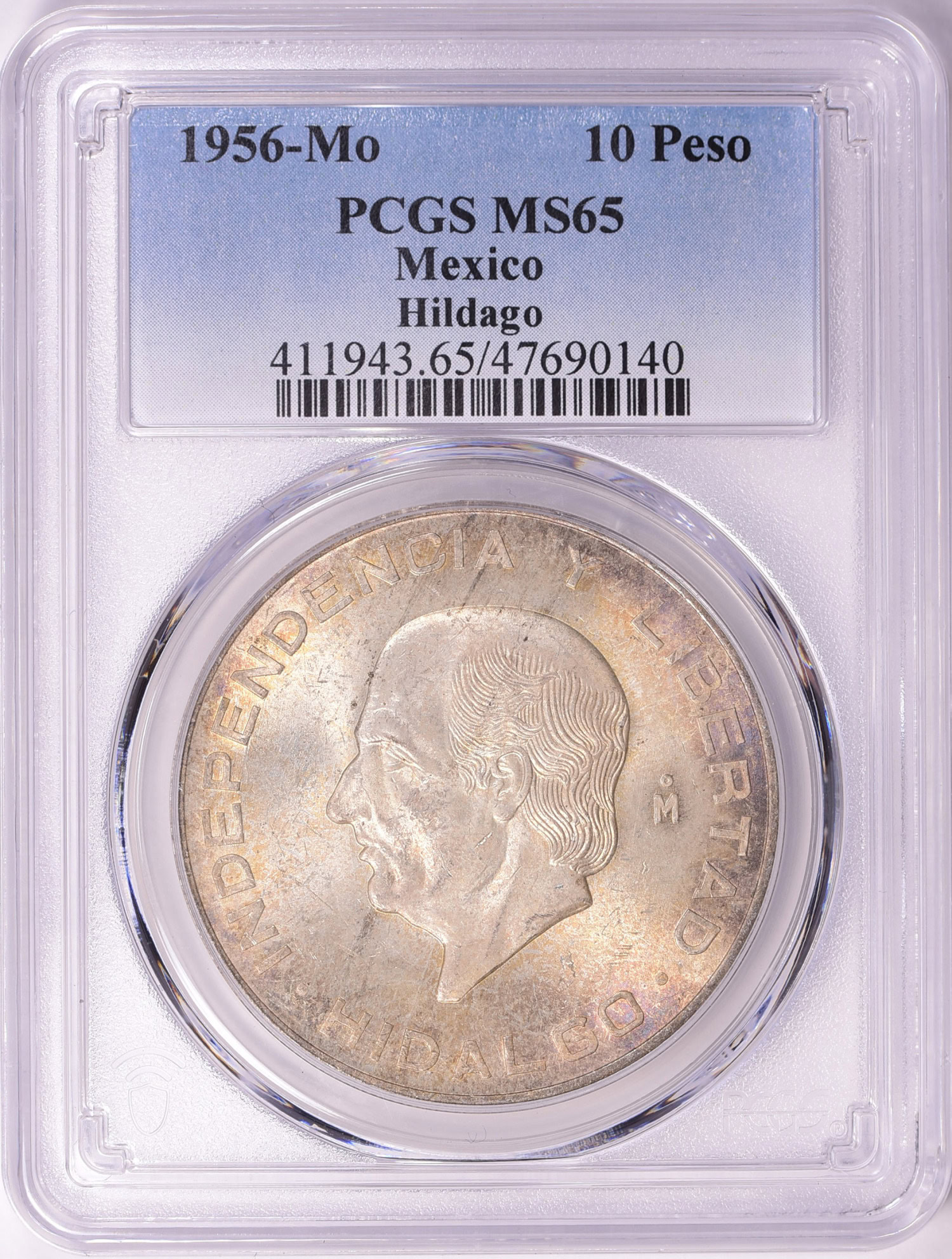 Mexico 1956-Mo Silver 10 Pesos Hildago KM-474 PCGS MS-65 (Toned) (Item ...